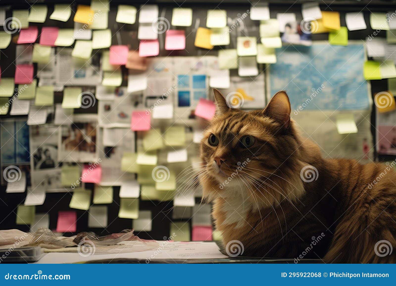 Dog and Cat with Sticky Notes Image. Generative AI Stock Illustration ...