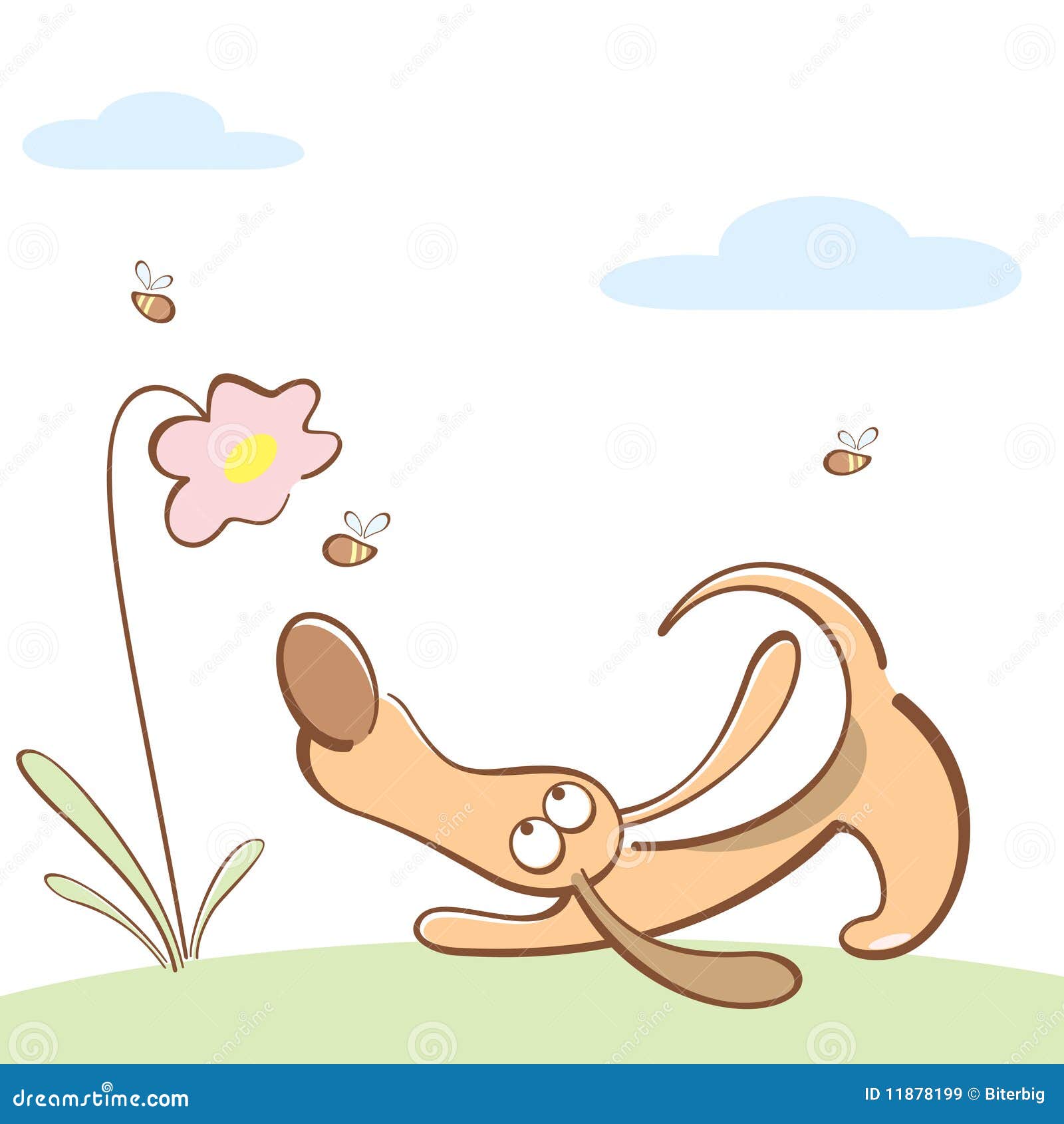 Dog catching bees stock vector. Illustration of grass - 11878199