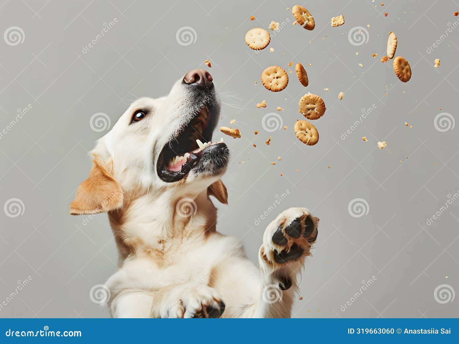 Dog Catching Flying Crackers Stock Photo - Image of cute, eyes: 319663060