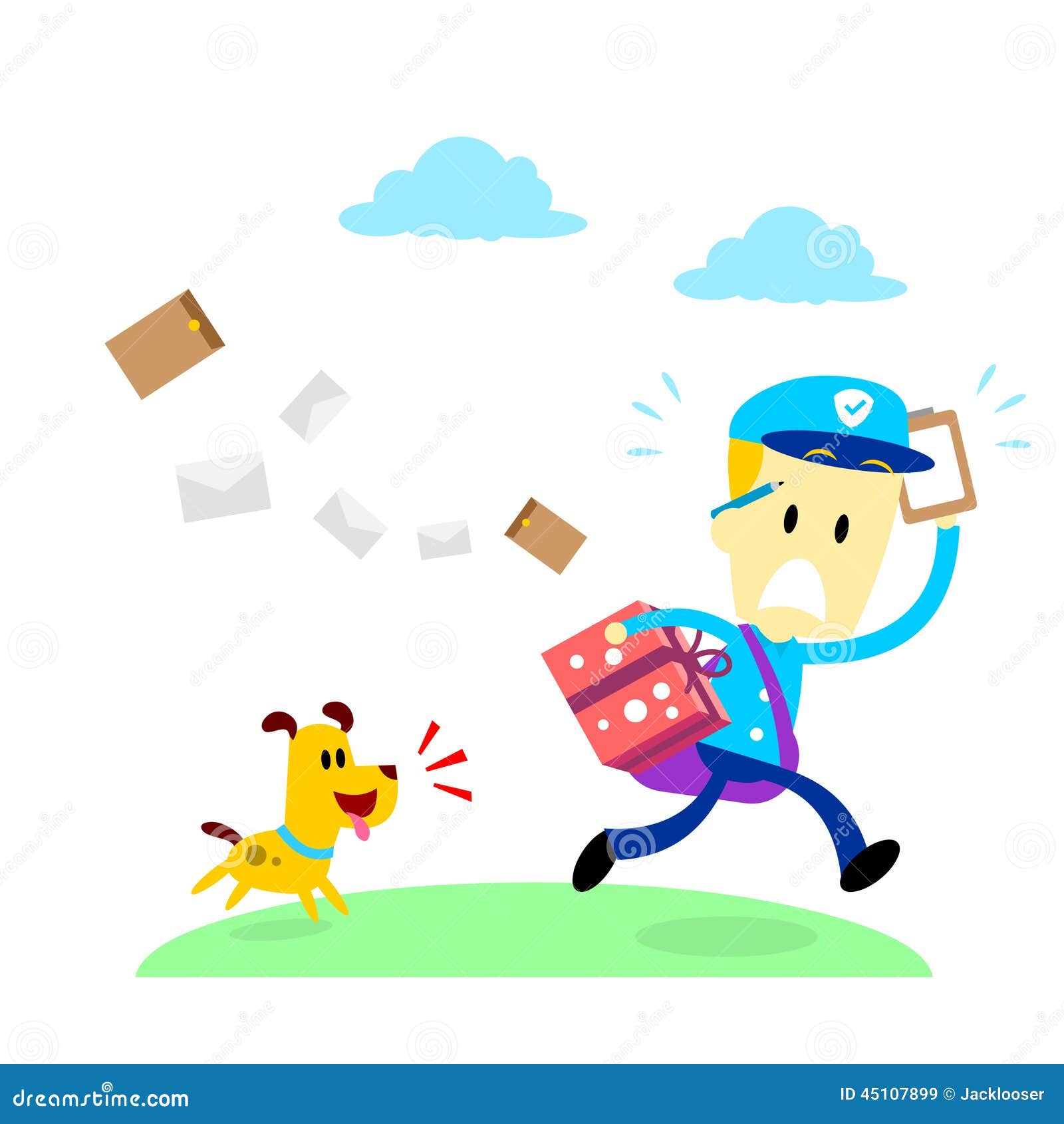 Dog Chasing A Mailman Cartoon Vector | CartoonDealer.com #45107899