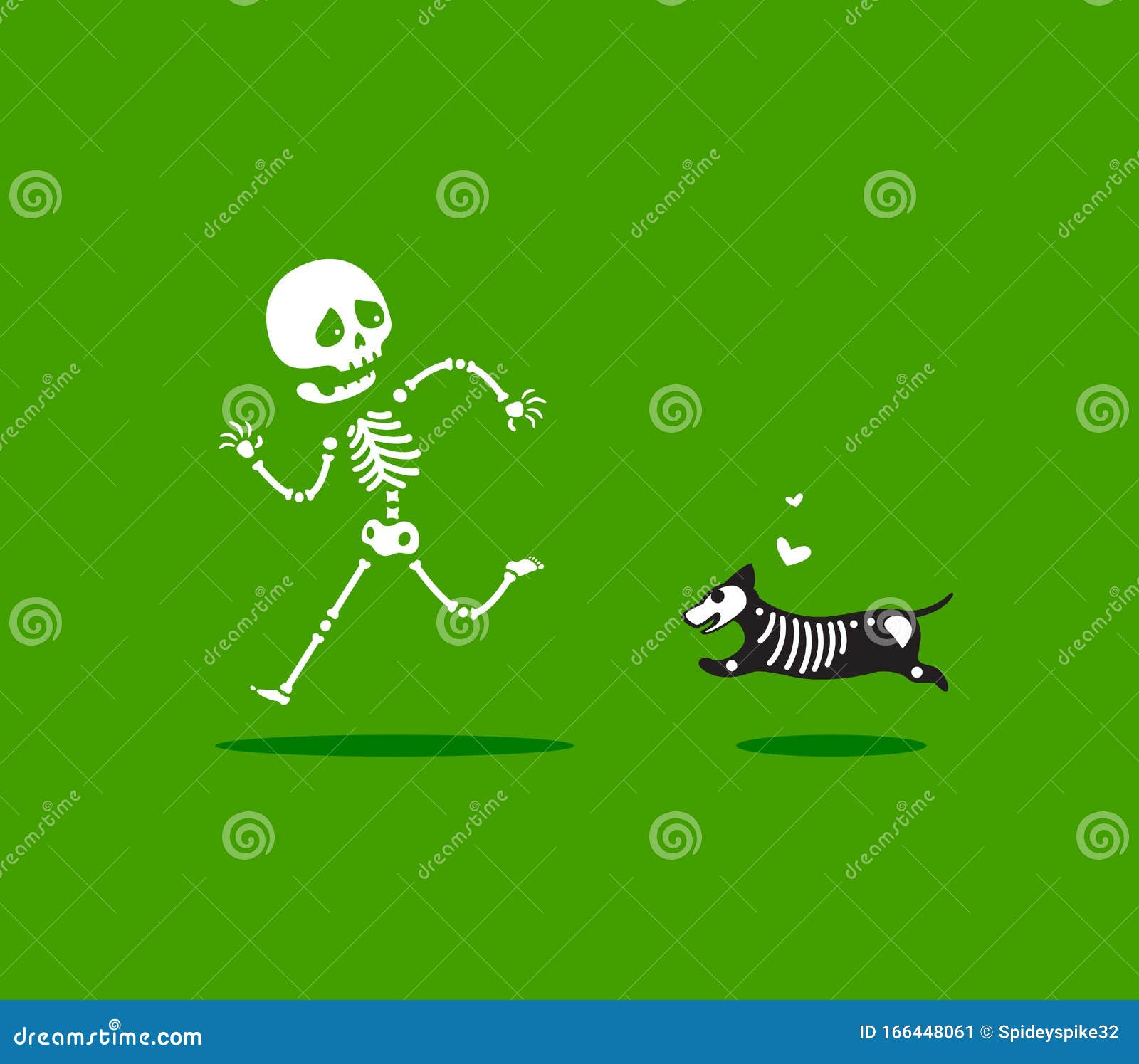 A Dog Chasing a Skeleton. Isolated Vector Illustration Stock Vector ...