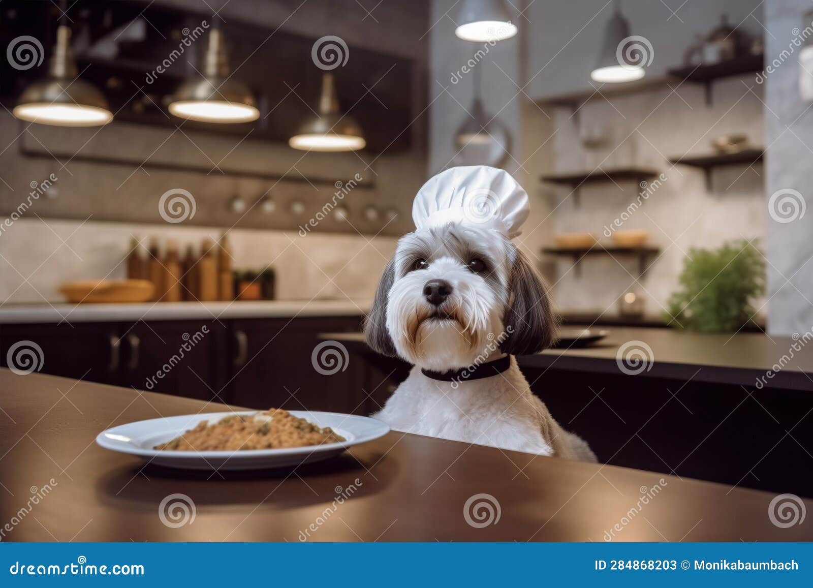 DOg with Chef Hat in Kitchen. Stock Illustration - Illustration of ...