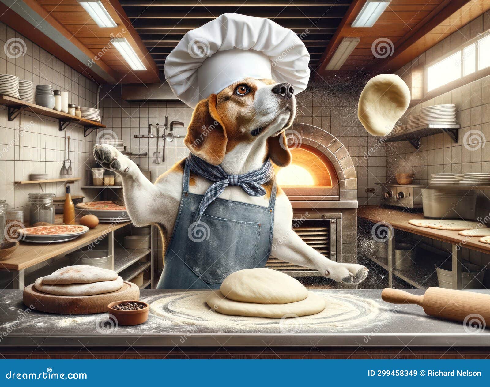 Dog Chef Making Pizza stock illustration. Illustration of chef - 299458349