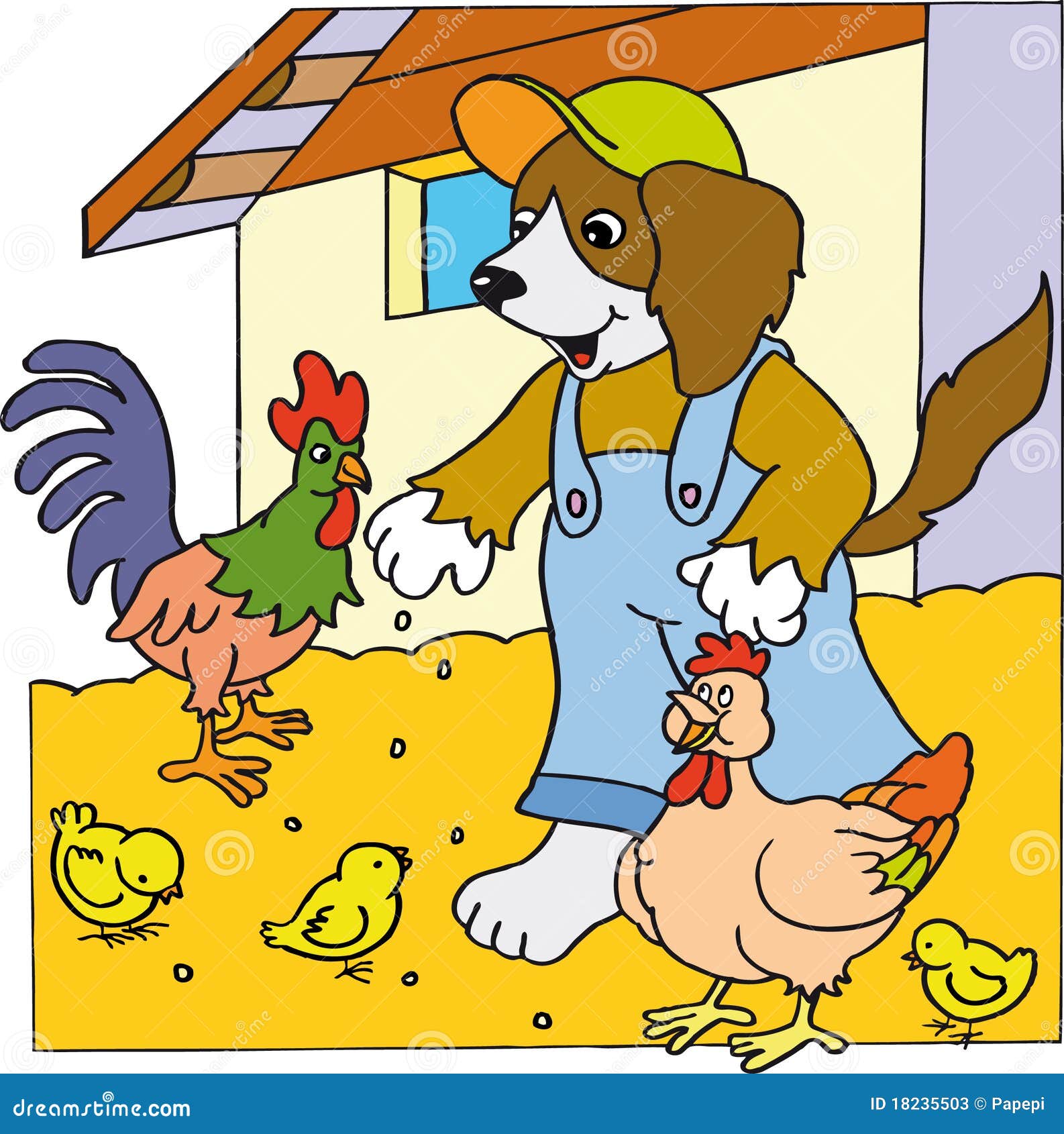Dog with chicken stock illustration. Illustration of country - 18235503