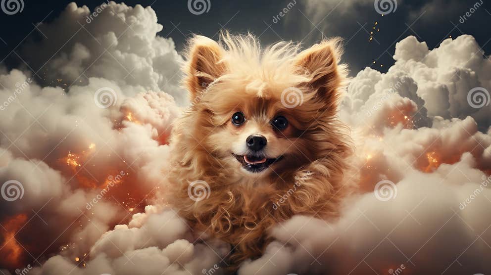 Dog in the Clouds. Generative AI. Stock Illustration - Illustration of ...
