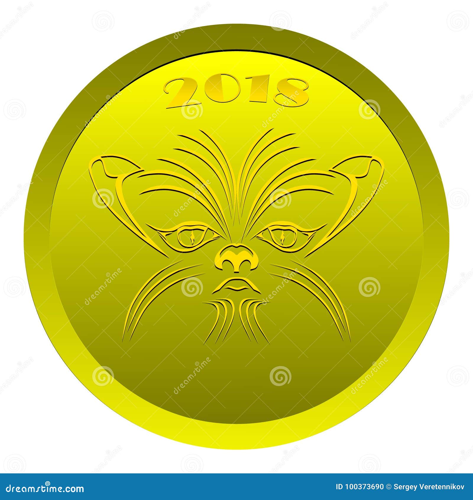 Dog coin stock vector. Illustration of victory, vector - 100373690