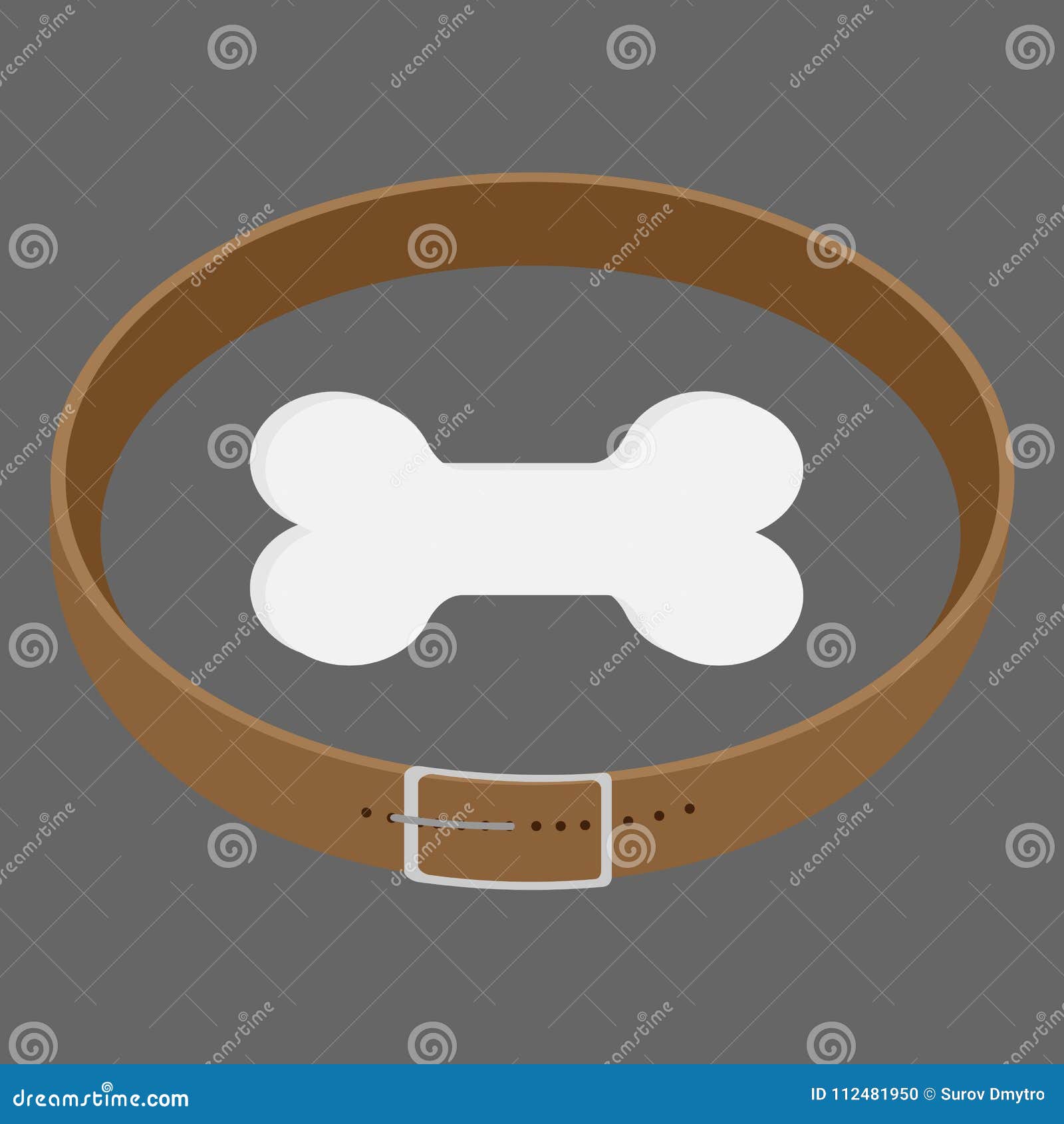 Dog collar and bone stock illustration. Illustration of animal - 112481950