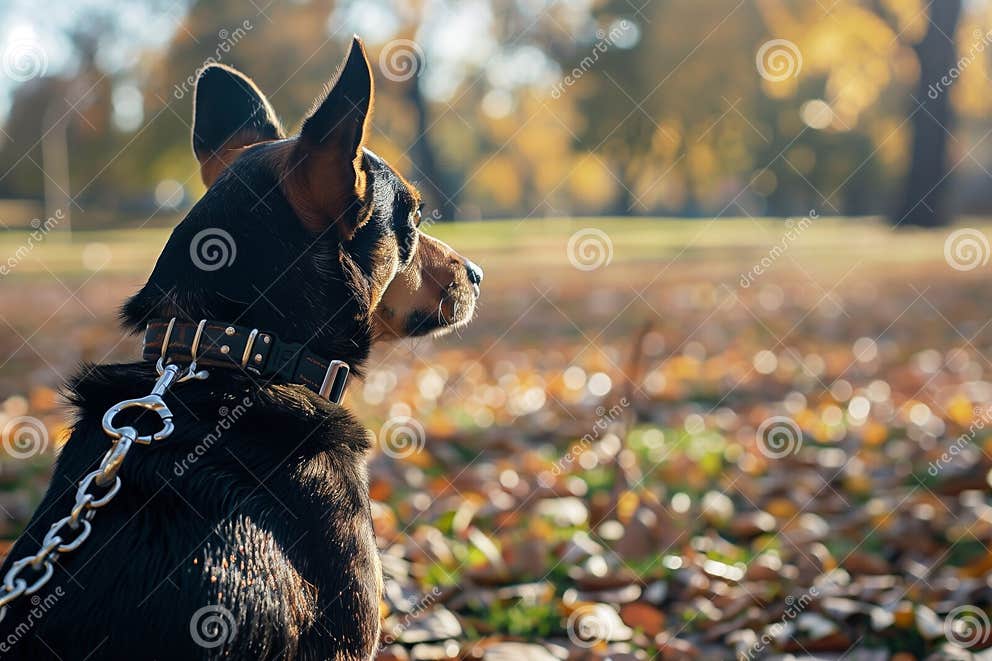 Dog Collar with a Broken Chain in a Park Stock Photo - Image of lost ...