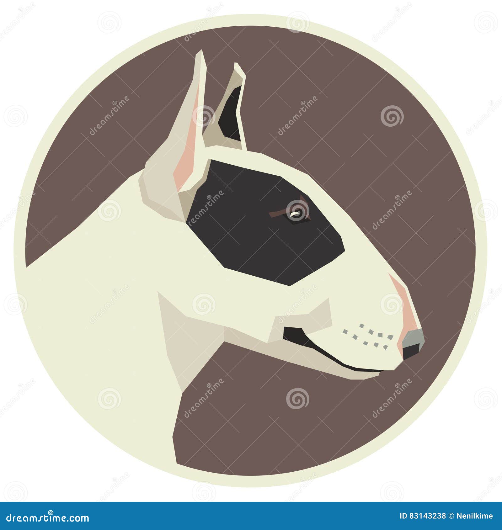 Dog Collection Bull Terrier Geometric Style Icon Round Stock Vector ...
