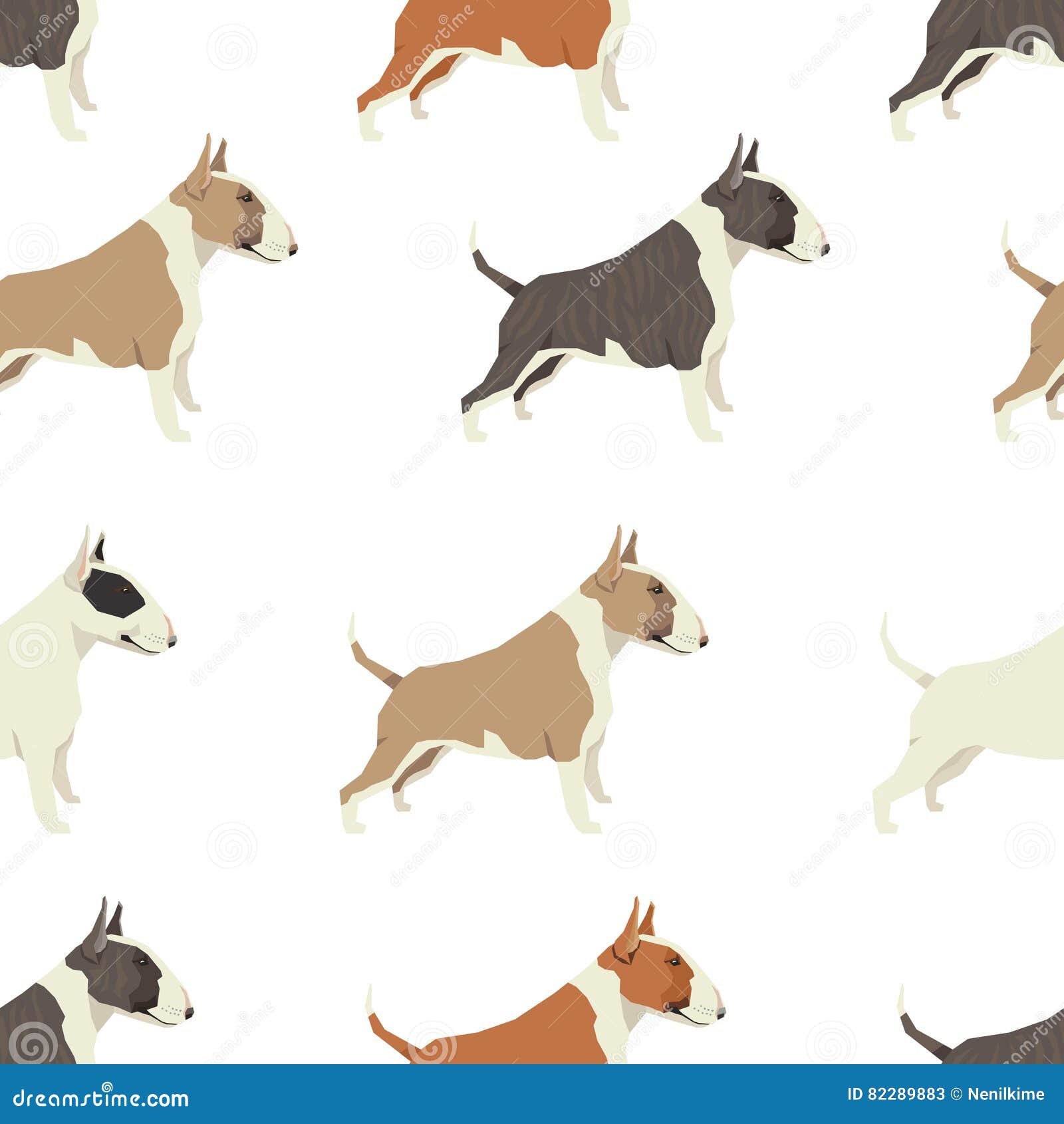 Dog Collection Bull Terrier Pattern Stock Vector - Illustration of ...