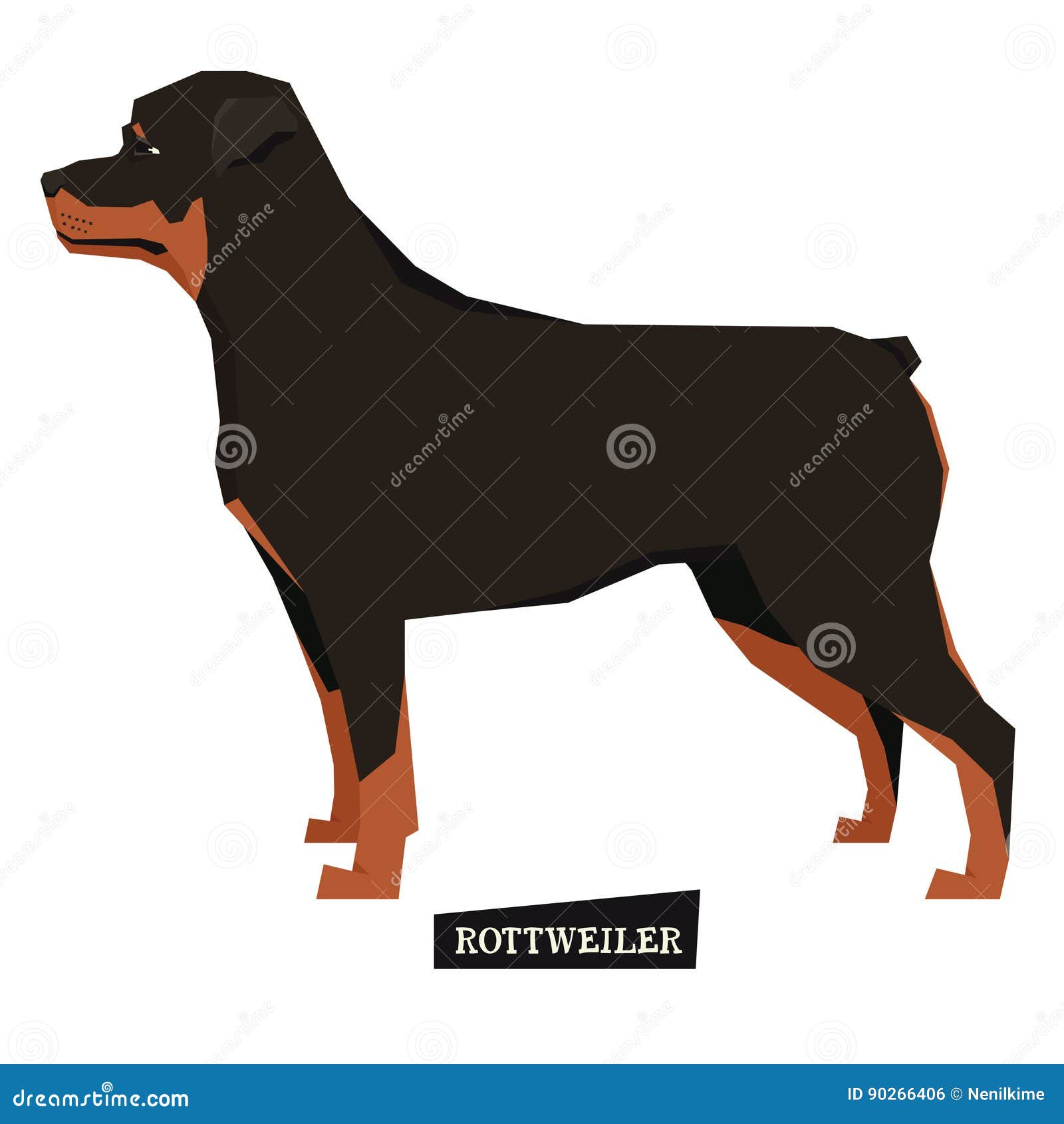 Dog Collection Rottweiler Geometric Style Stock Vector - Illustration ...