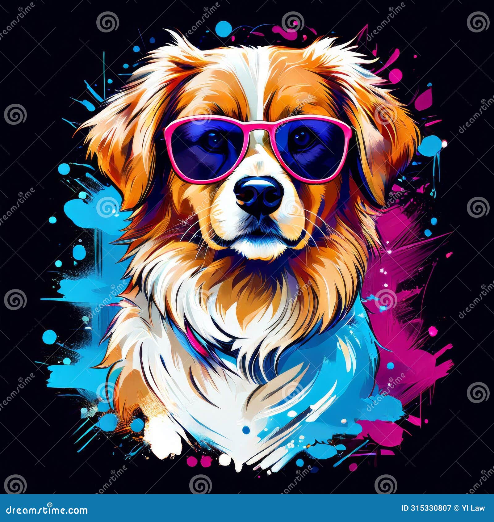 A Dog Colorful Splash Art Vector Art Stock Illustration - Illustration ...