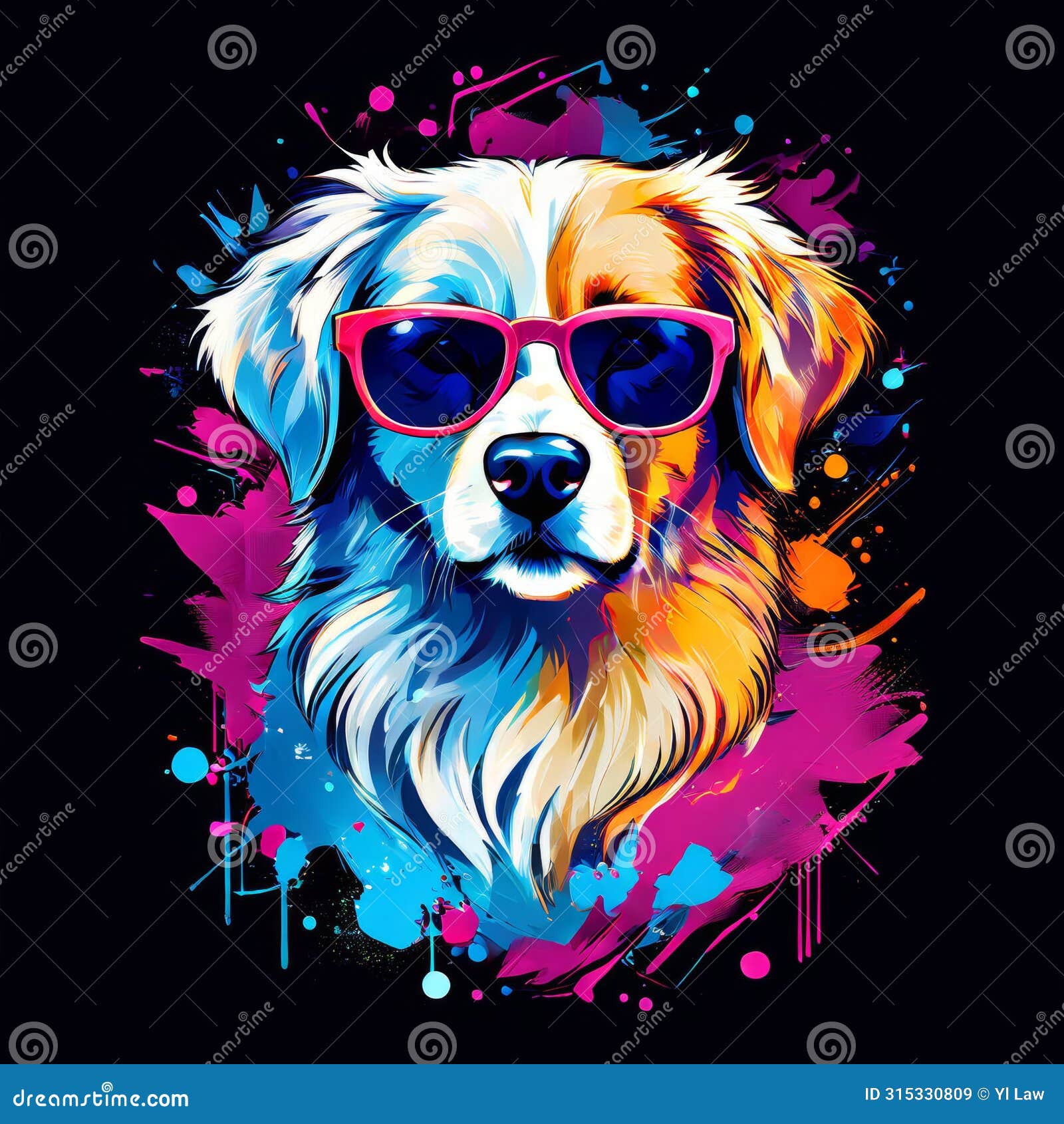 A Dog Colorful Splash Art Vector Art Stock Illustration - Illustration ...