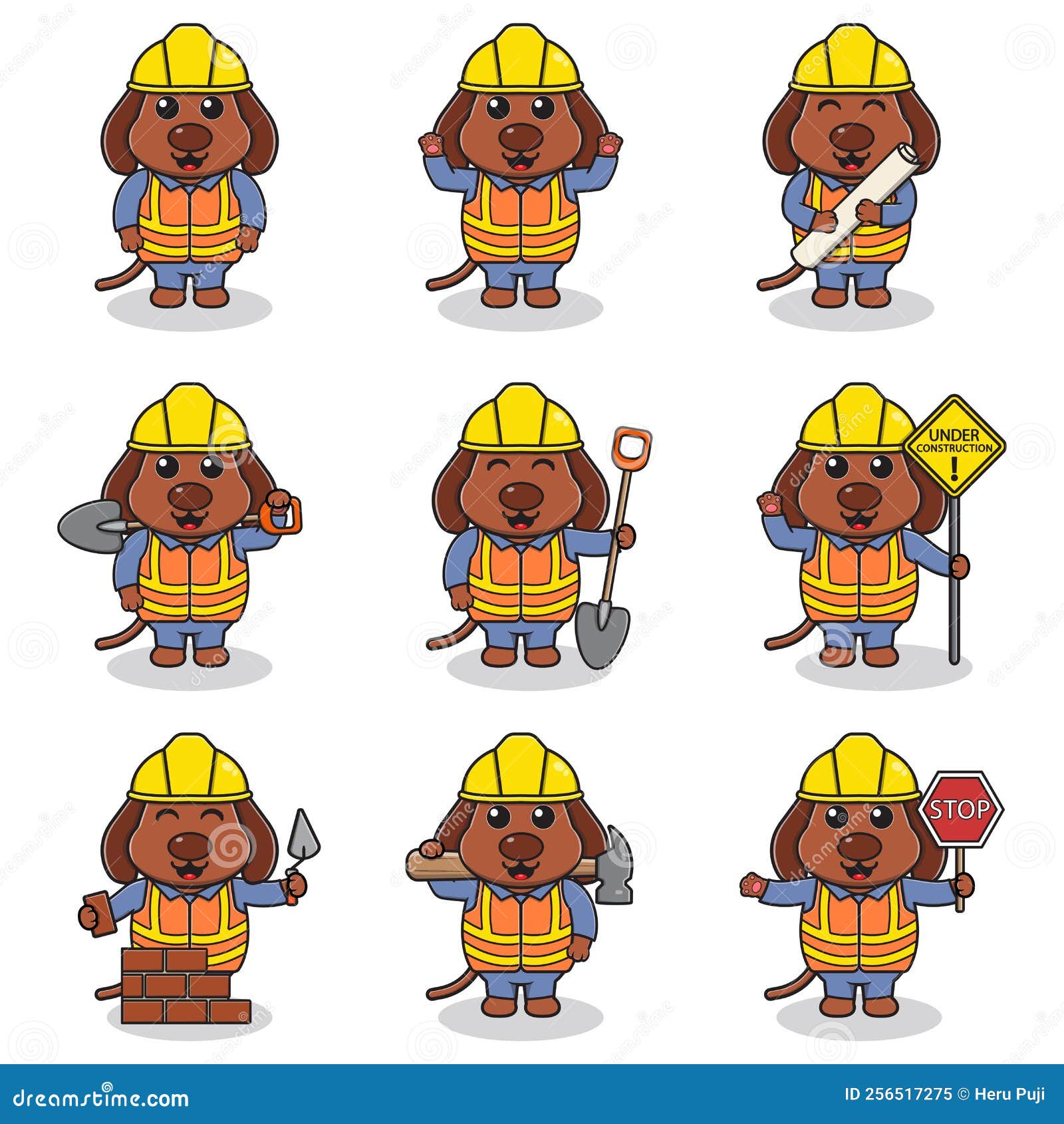 Vector Illustration of Dog Character at Construction Site Stock Vector ...