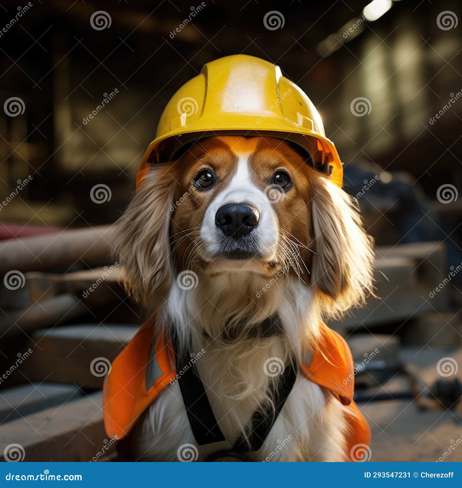 Dog in a Construction Helmet Stock Image - Image of helmet, foreman ...