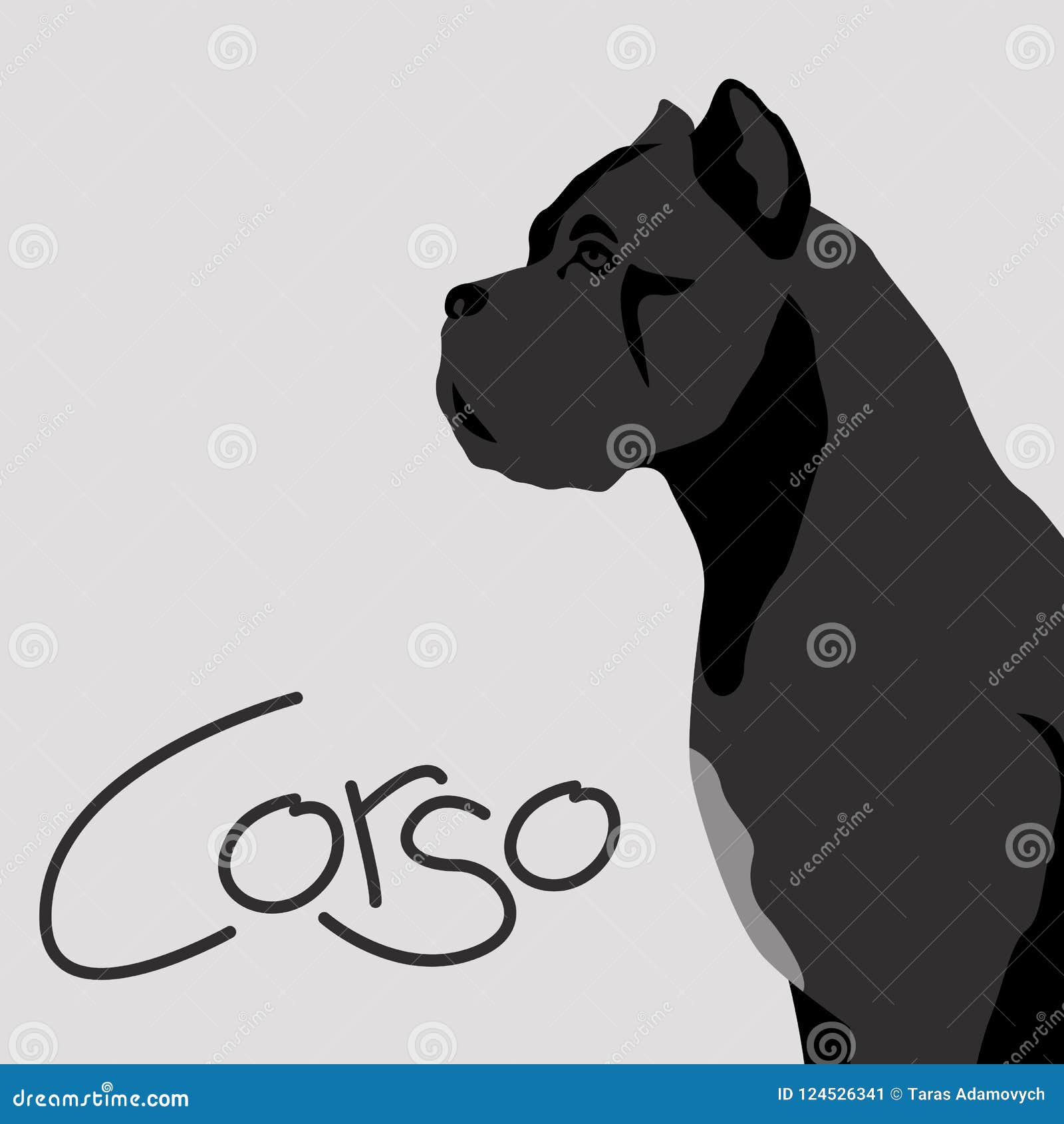 Dog Corso Vector Illustration Flat Style Profile Stock Vector ...