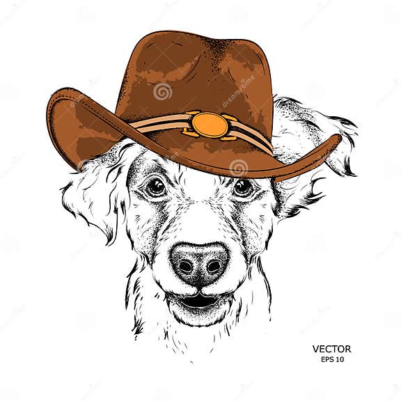 A Dog in a Cowboy Hat. Vector Illustration Stock Vector - Illustration ...