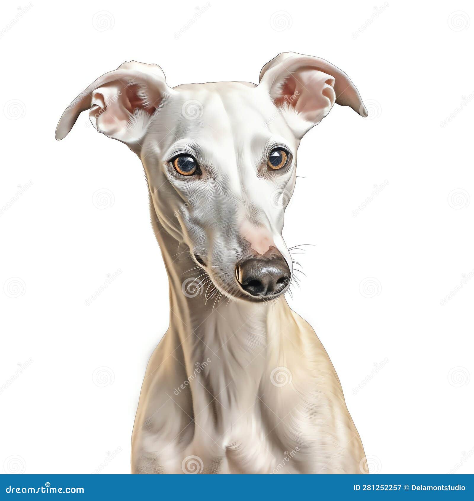 Dog_Creme_Whippet_Drawing_with_Realistic6 Stock Illustration ...