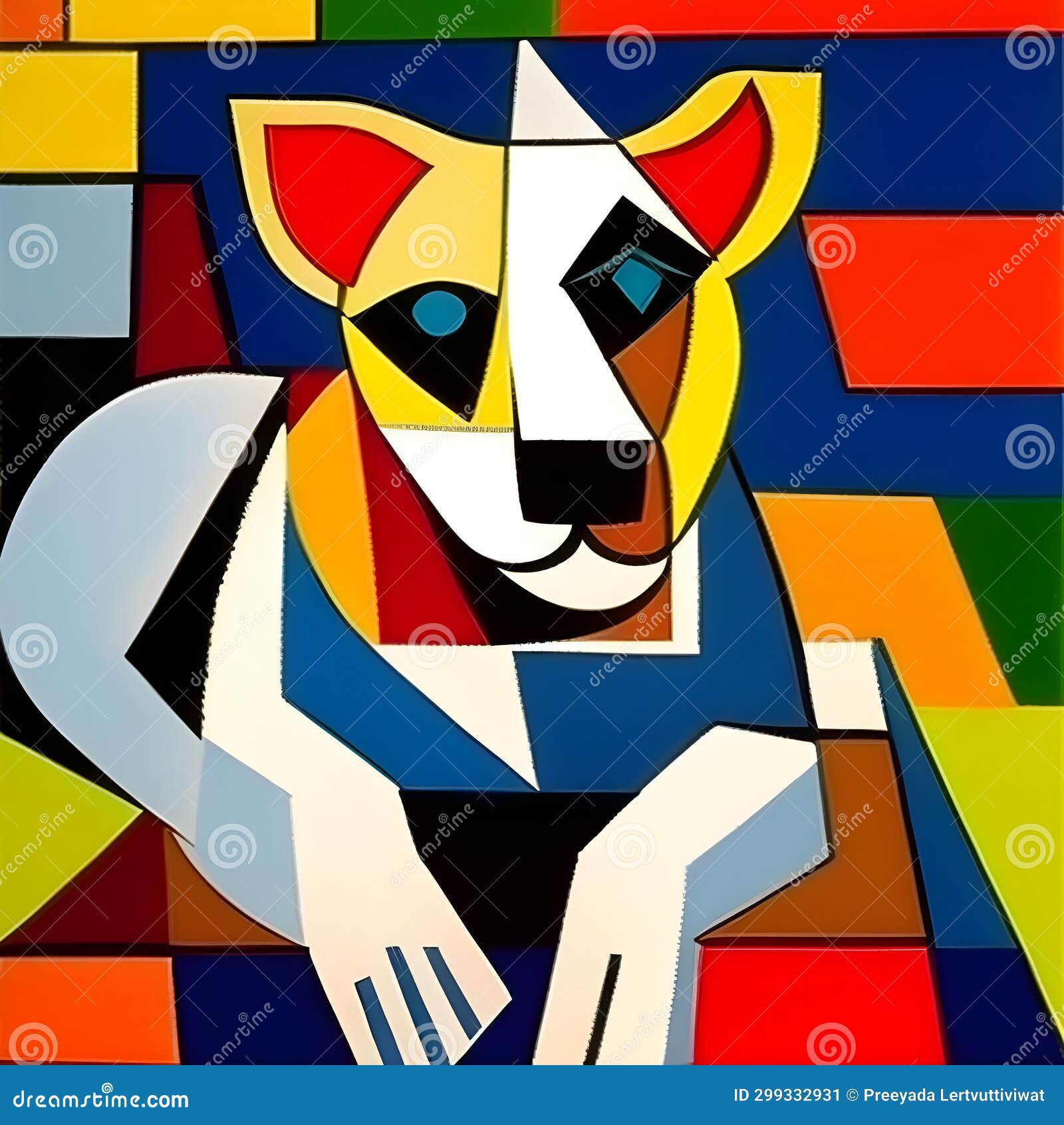 Colorful Cubism Style Dog Painting, Illustration by Generative AI Stock ...