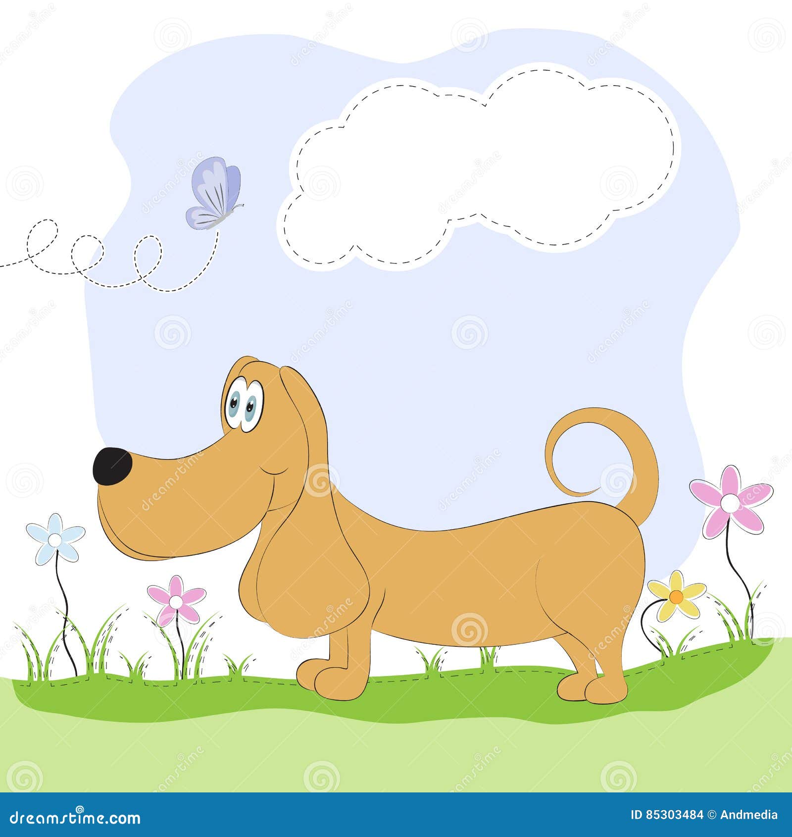 Dog dachshund and spring. stock vector. Illustration of cheerful - 85303484