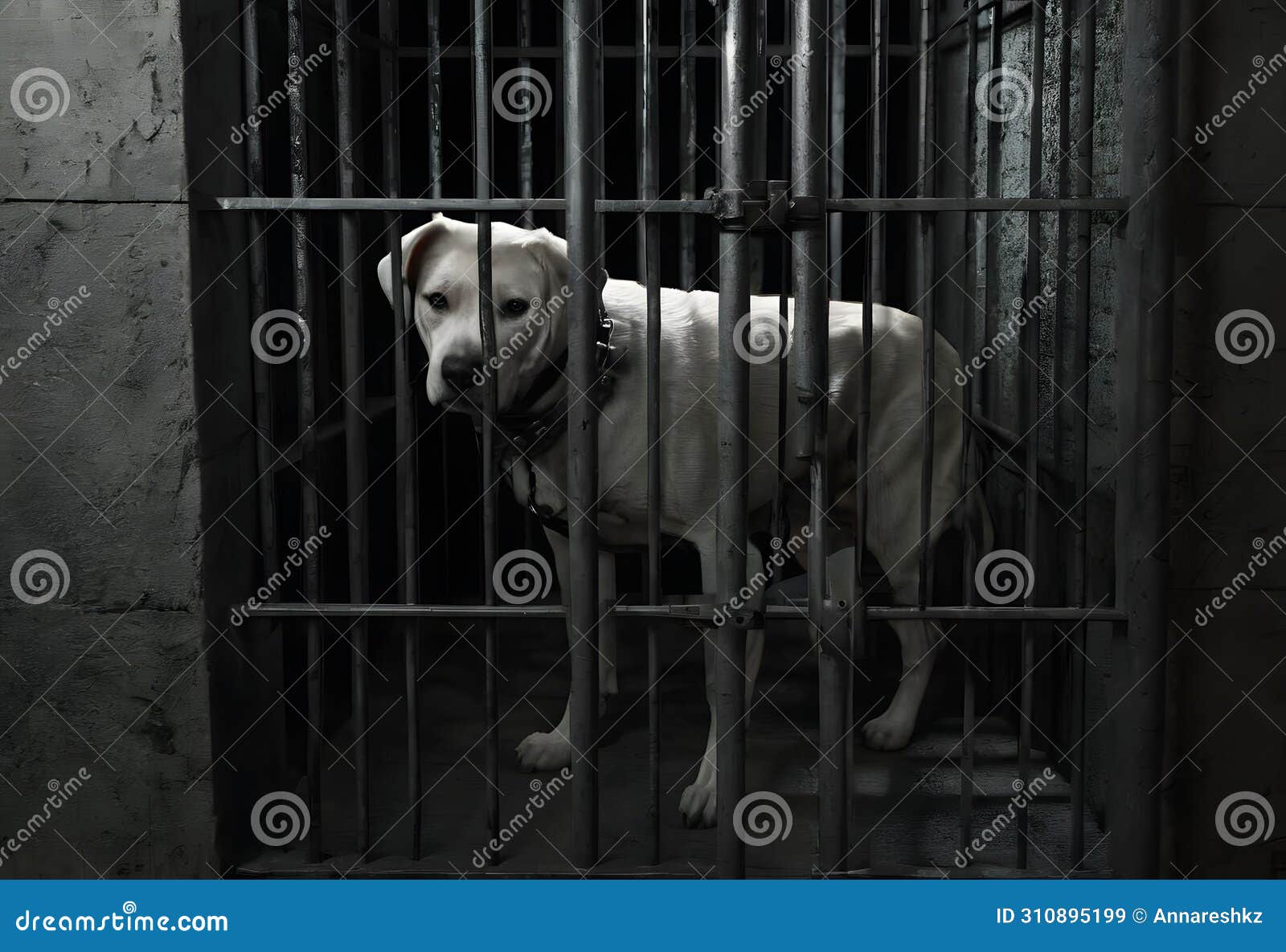 Dog in a Dark Prison Cell. AI Created. Stock Image - Image of pets ...