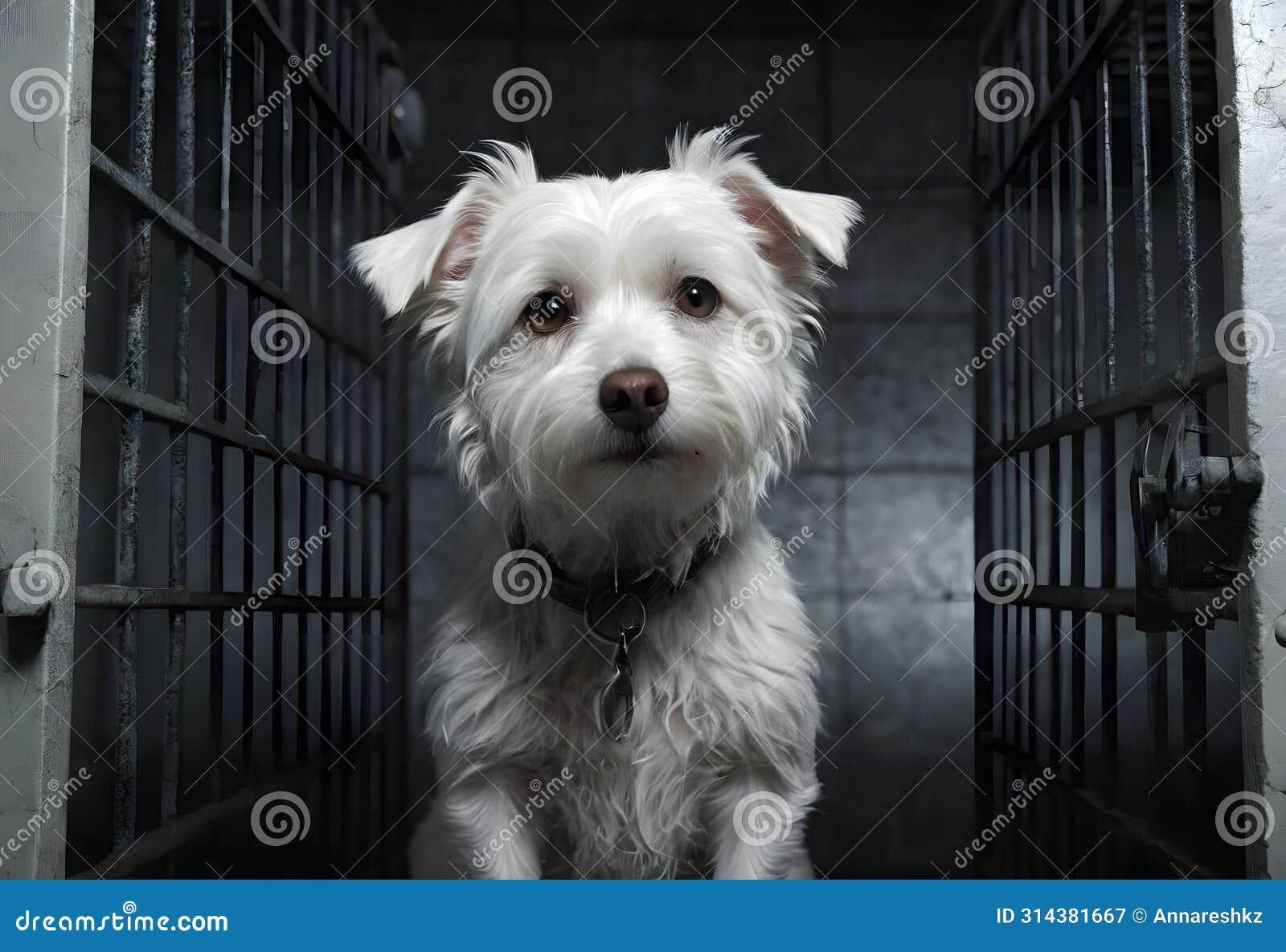 Dog in a Dark Prison Cell. AI Created. Stock Image - Image of cozy ...