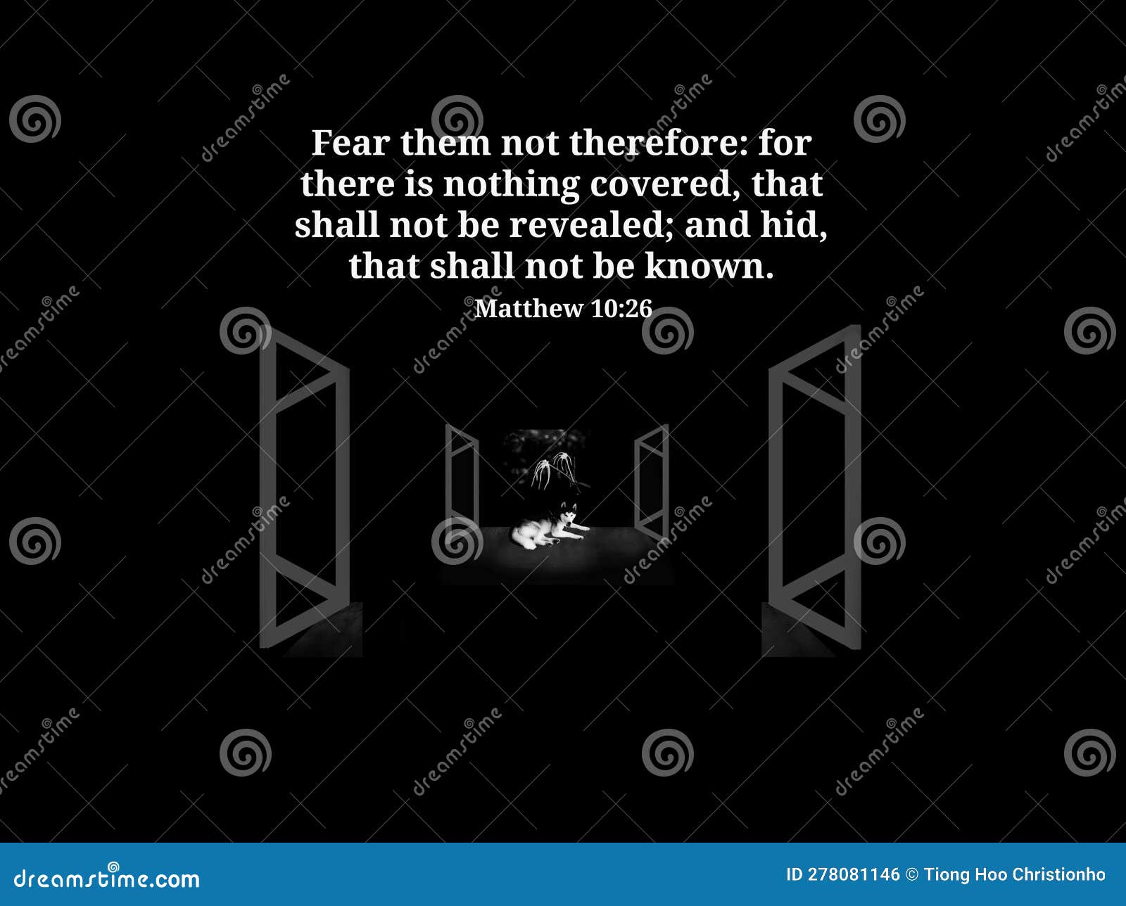 A Dog in the Dark Room with Text in Black and White Stock Illustration ...