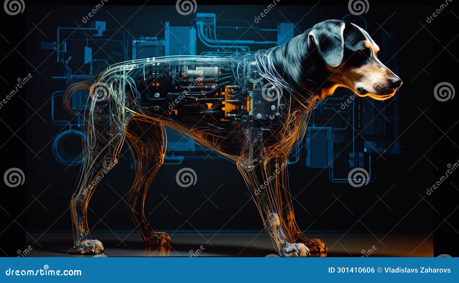 Dog Drawing in Cyberspace, Where Talked Locks and Digital Traces Stock ...