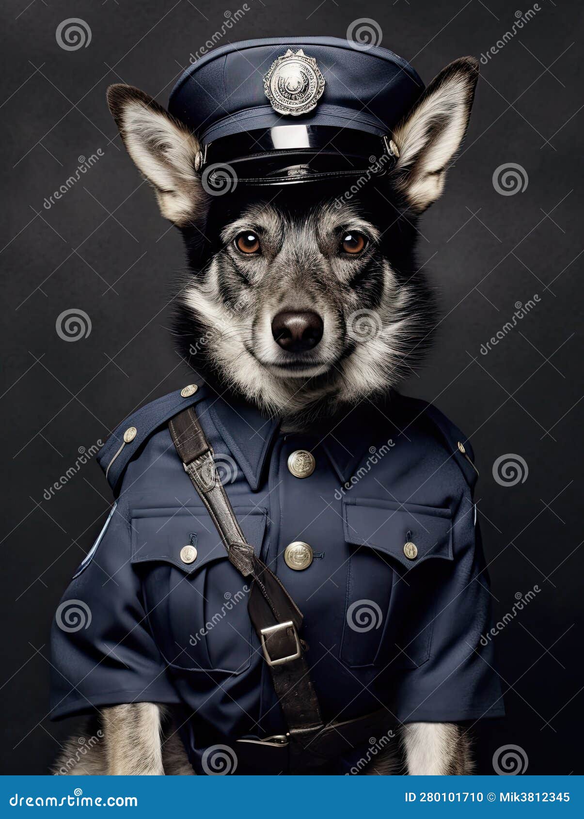 A Dog Dressed As a Policeman. Stock Illustration - Illustration of ...