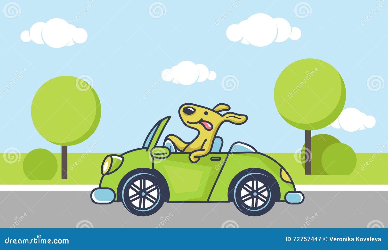 Dog driving car stock vector. Illustration of engine - 72757447
