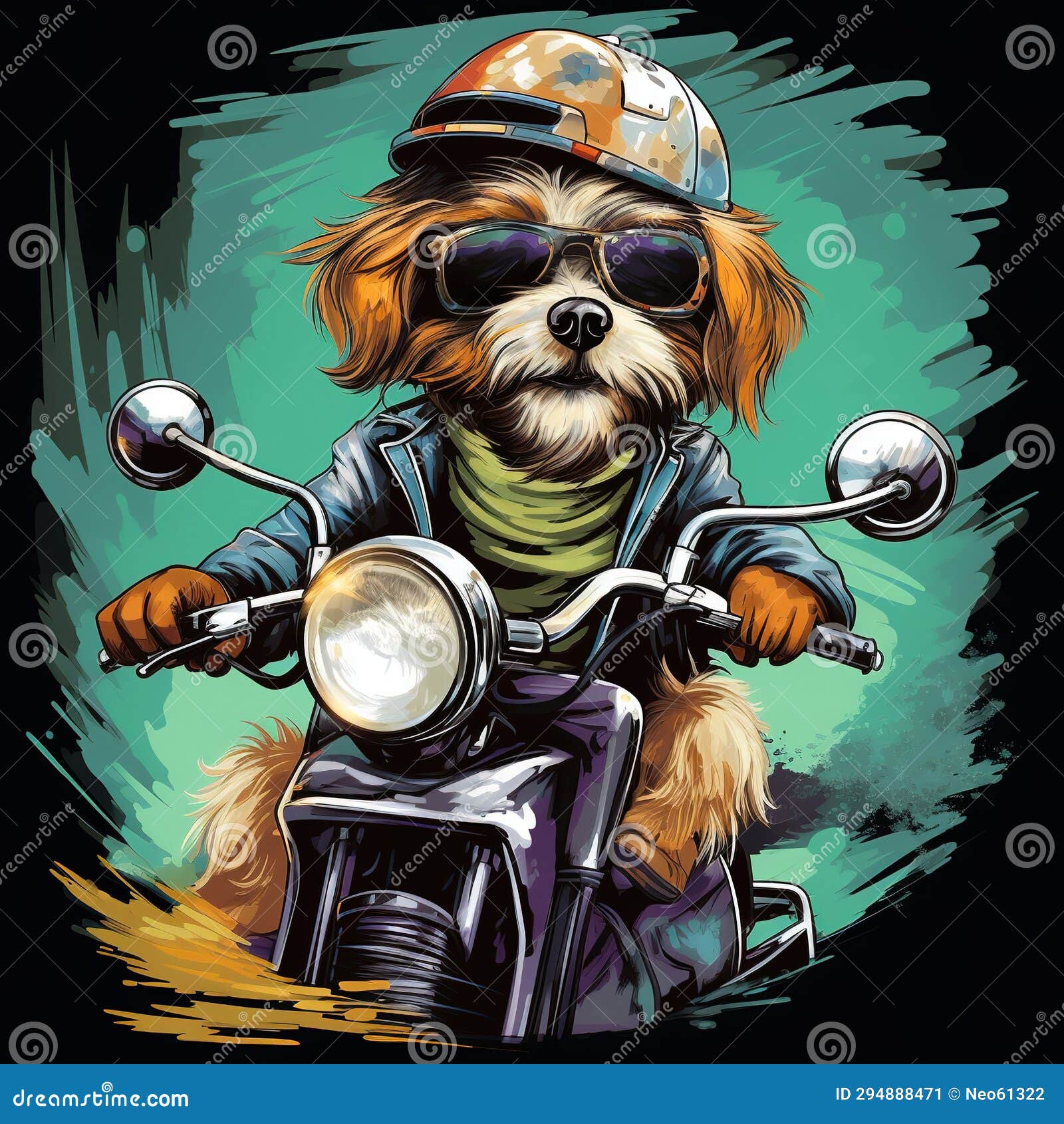 Dog Driving a Motorcycle in the Summer Generative AI Stock Illustration ...