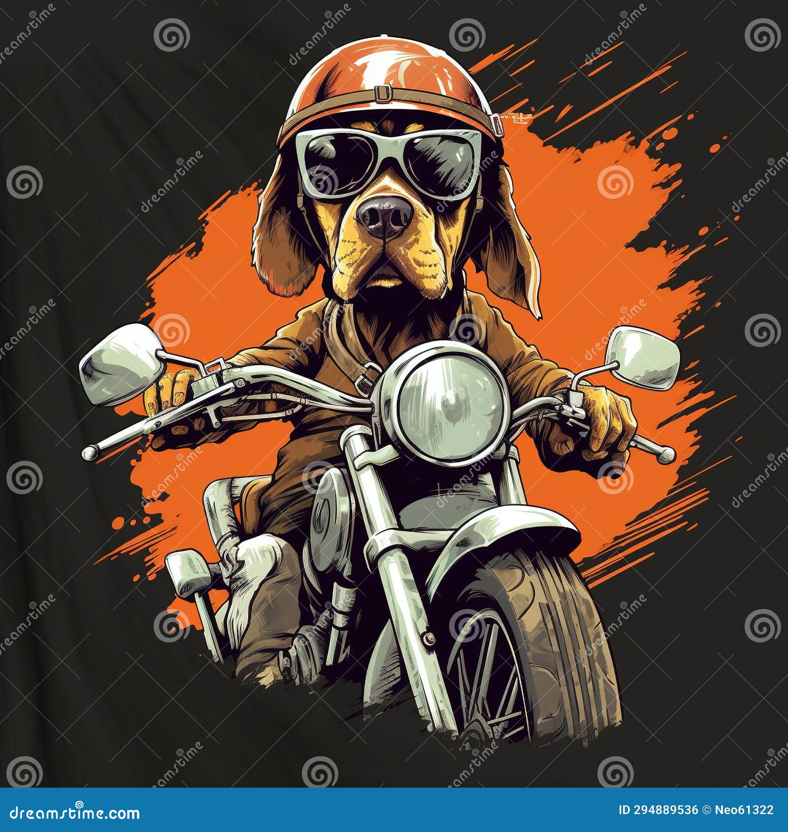 Dog Driving a Motorcycle in the Summer Generative AI Stock Illustration ...