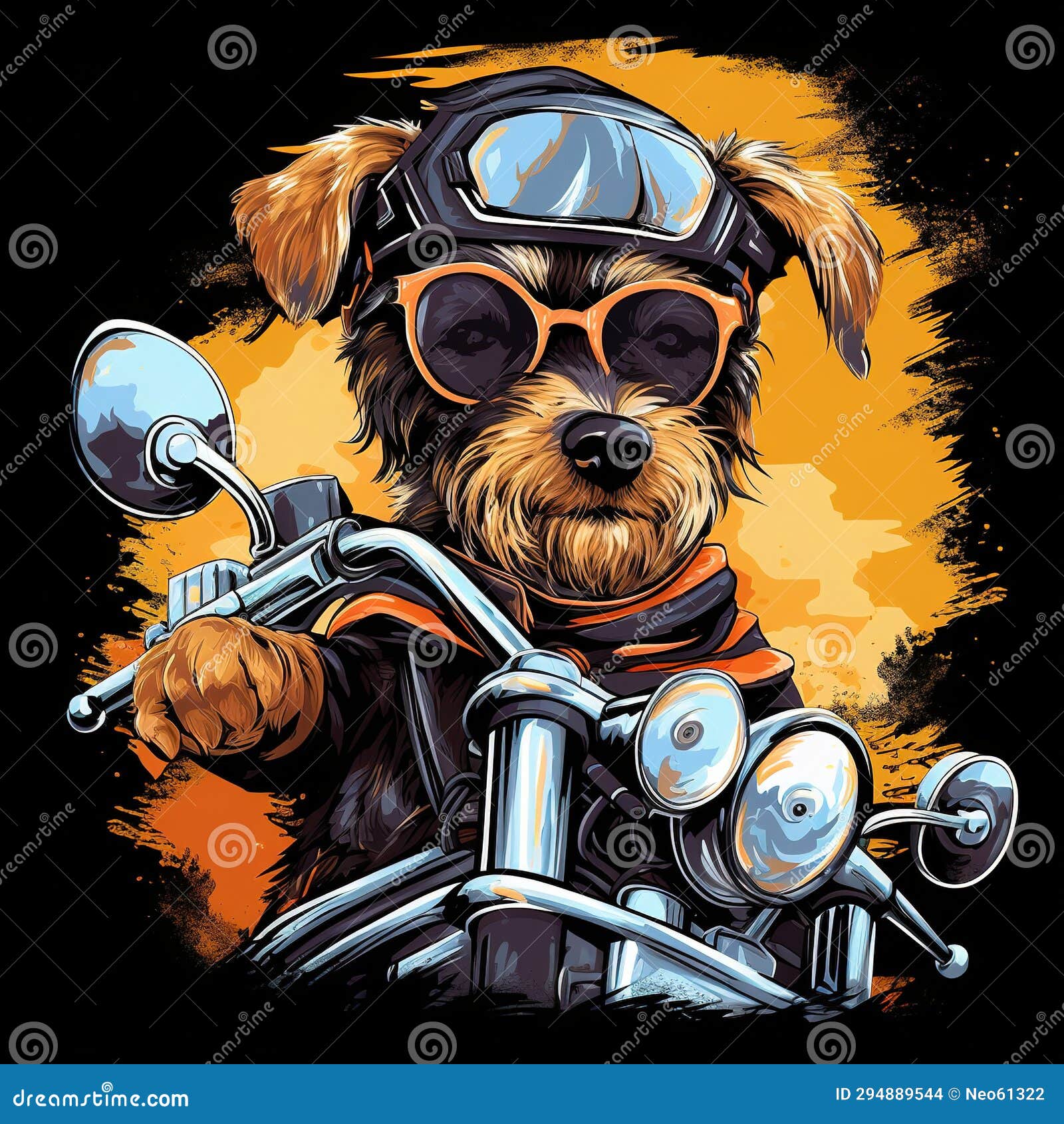 Dog Driving a Motorcycle in the Summer Generative AI Stock Illustration ...