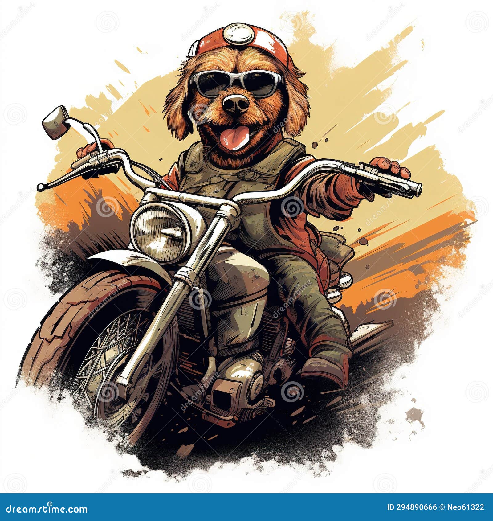 Dog Driving a Motorcycle in the Summer Generative AI Stock Illustration ...