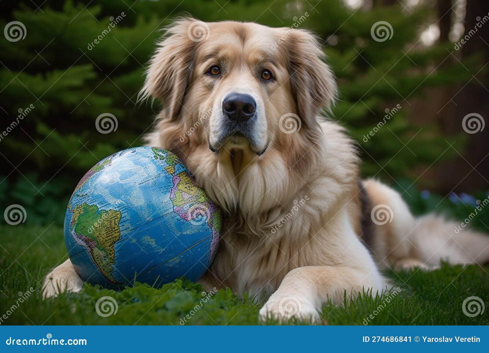 Dog with Earth Ball for Earth Day. Generative AI Stock Illustration ...