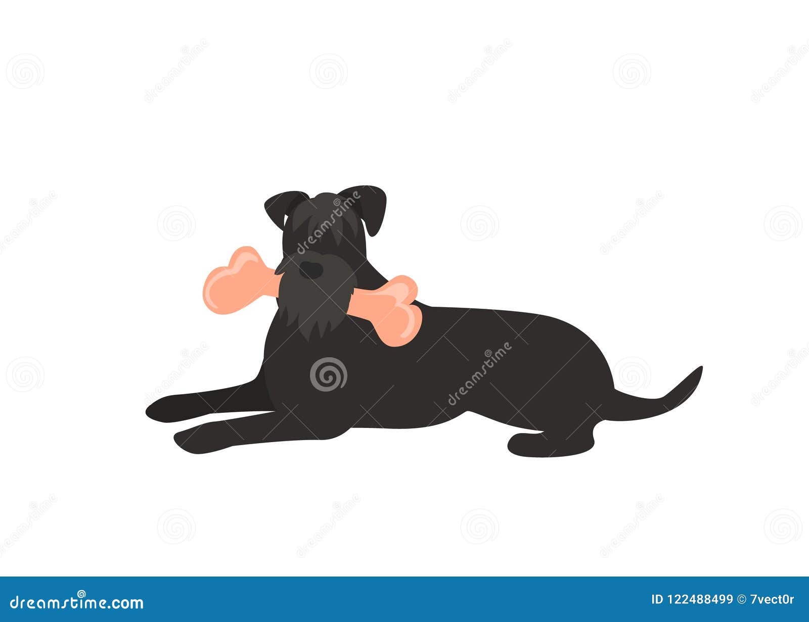 Dog Eating A Bone Cartoon Vector | CartoonDealer.com #7946313