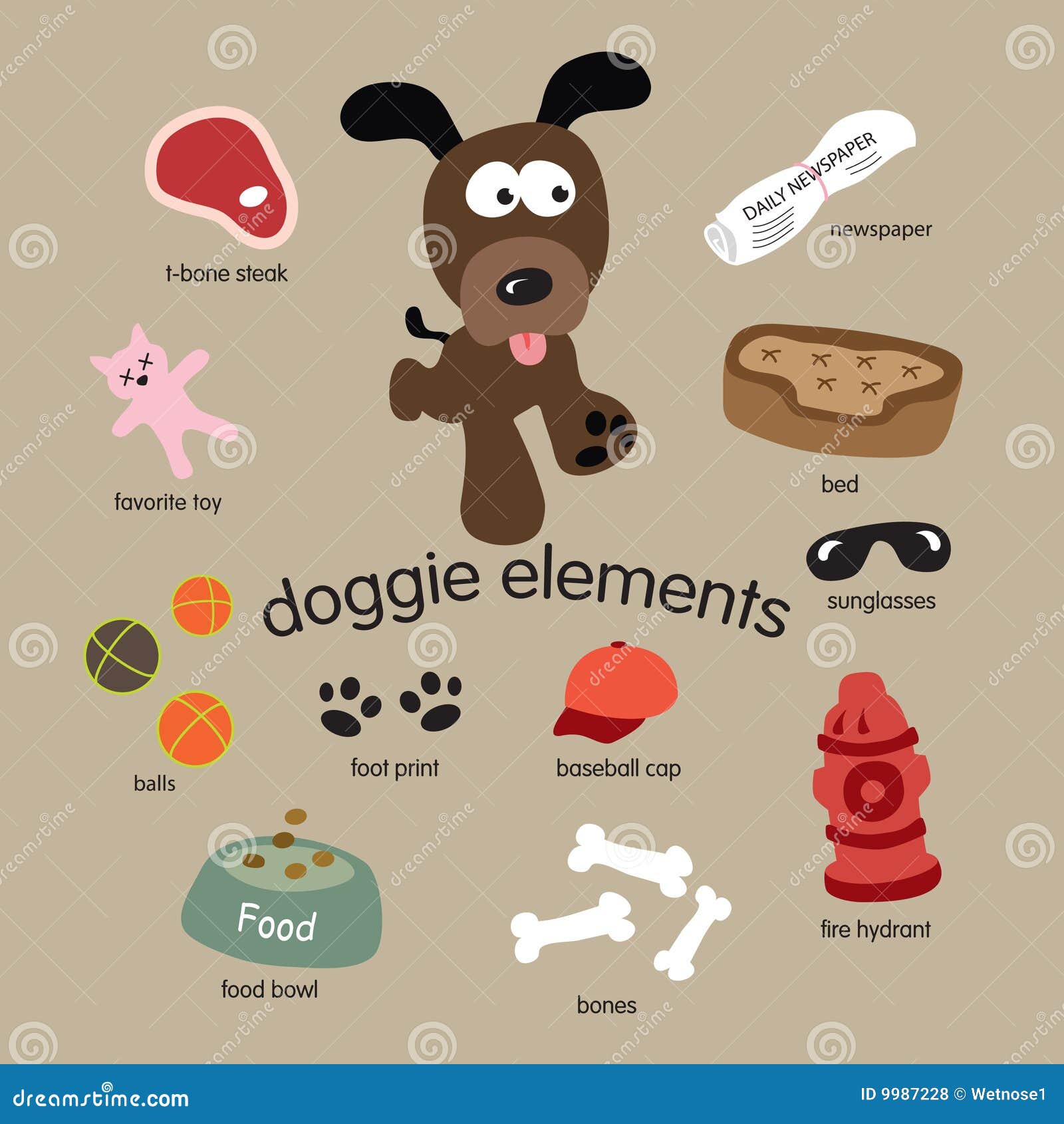 Dog Elements Set stock vector. Illustration of group, bone - 9987228