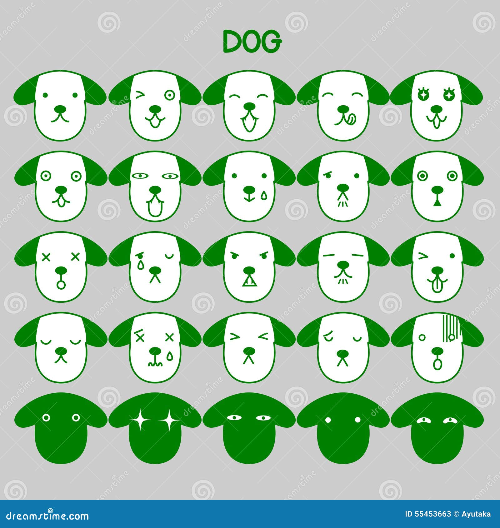 Dog emotions set stock vector. Illustration of emotions - 55453663