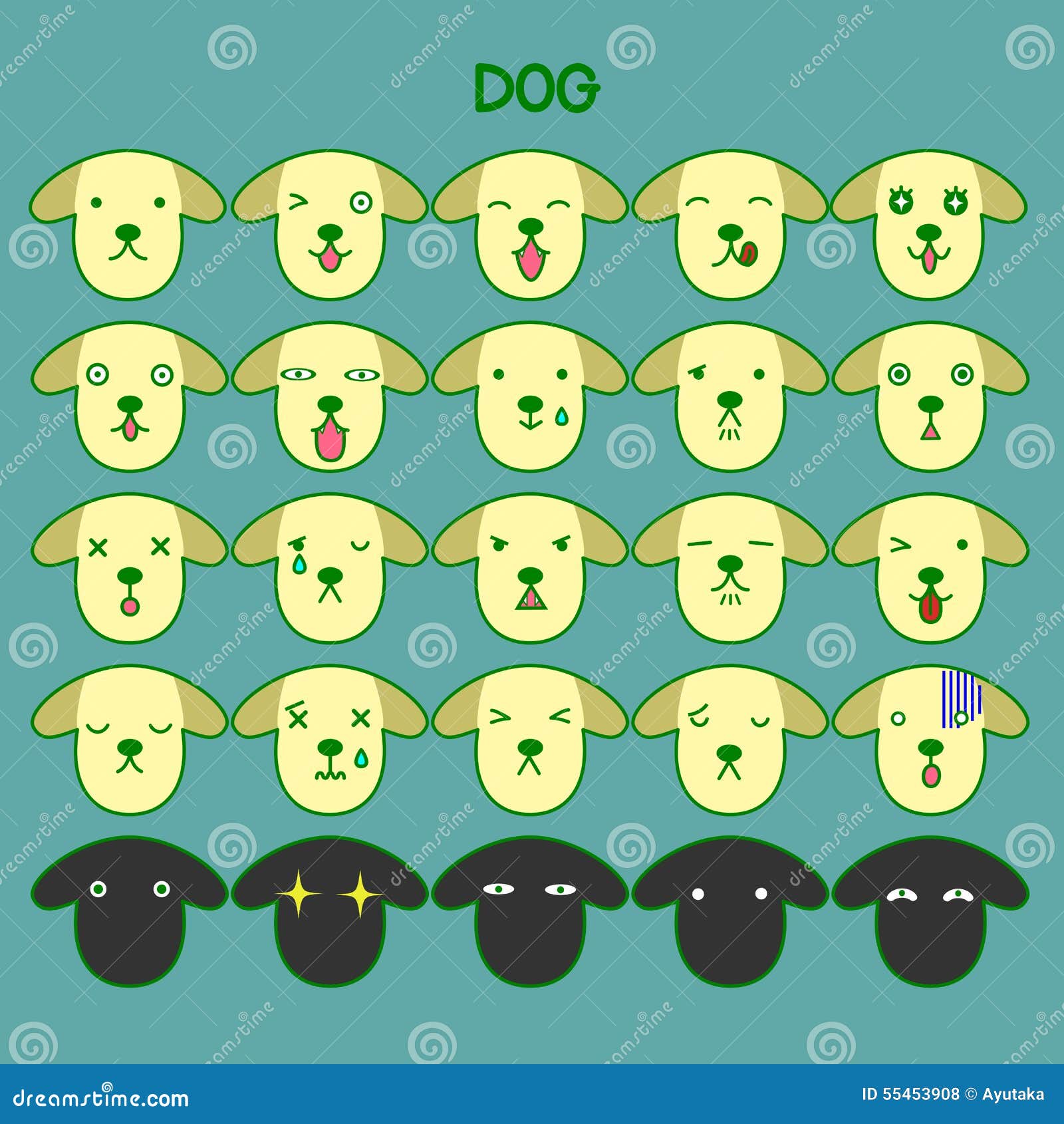 Dog emotions set stock vector. Illustration of colorful - 55453908
