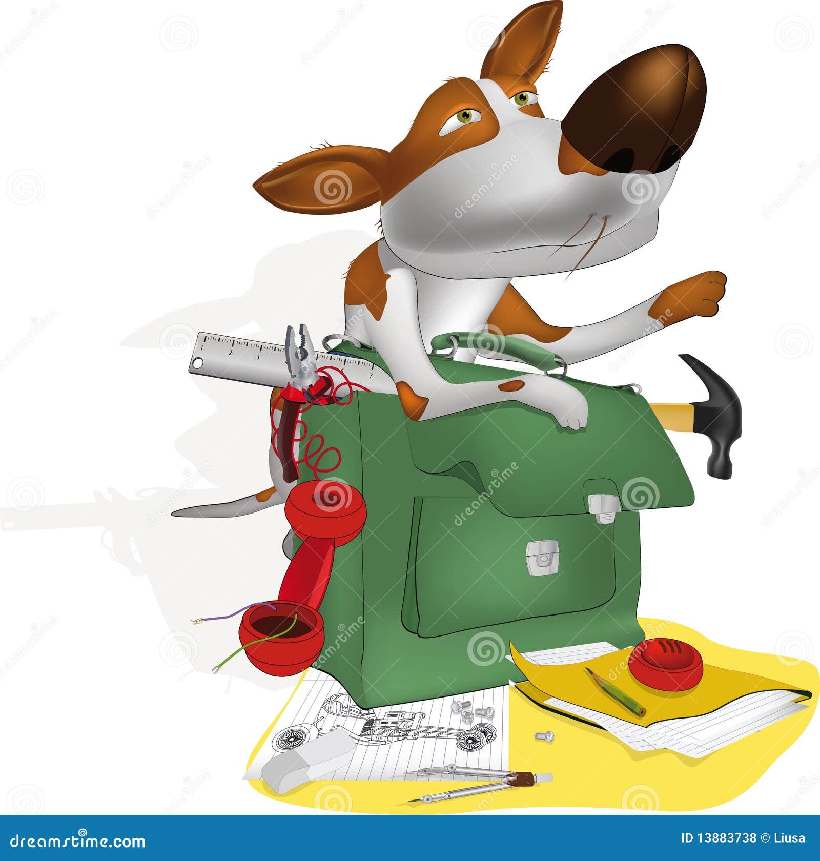 Dog the engineer stock vector. Illustration of pets, office - 13883738