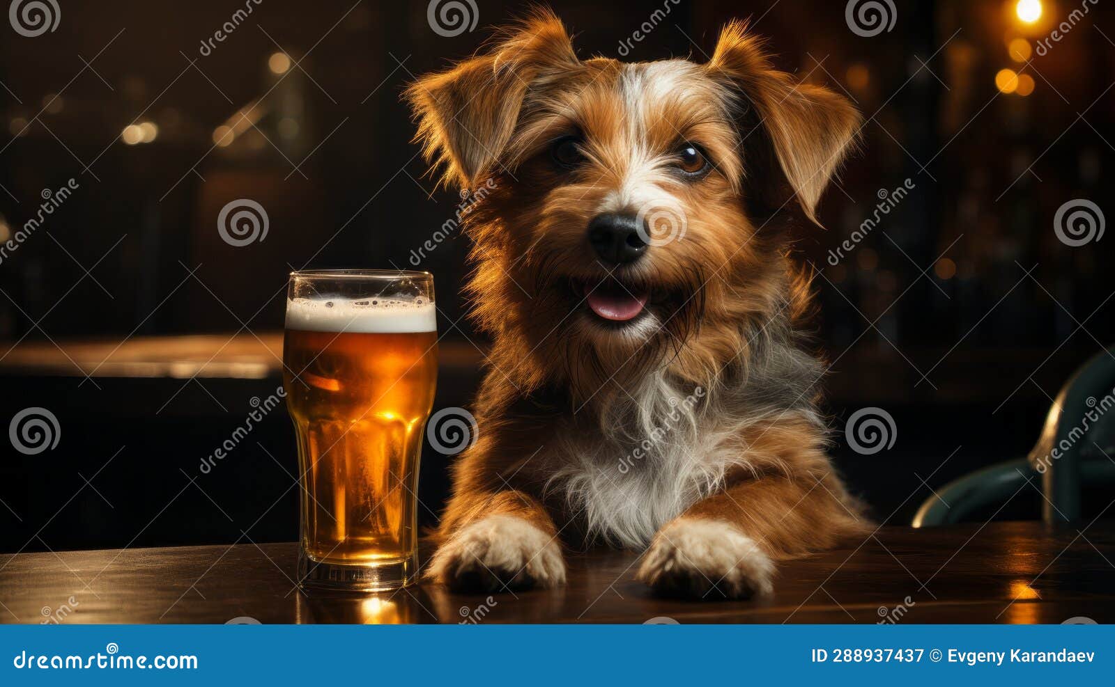 Dog Enjoying a Pub with Beer Stock Illustration - Illustration of ...