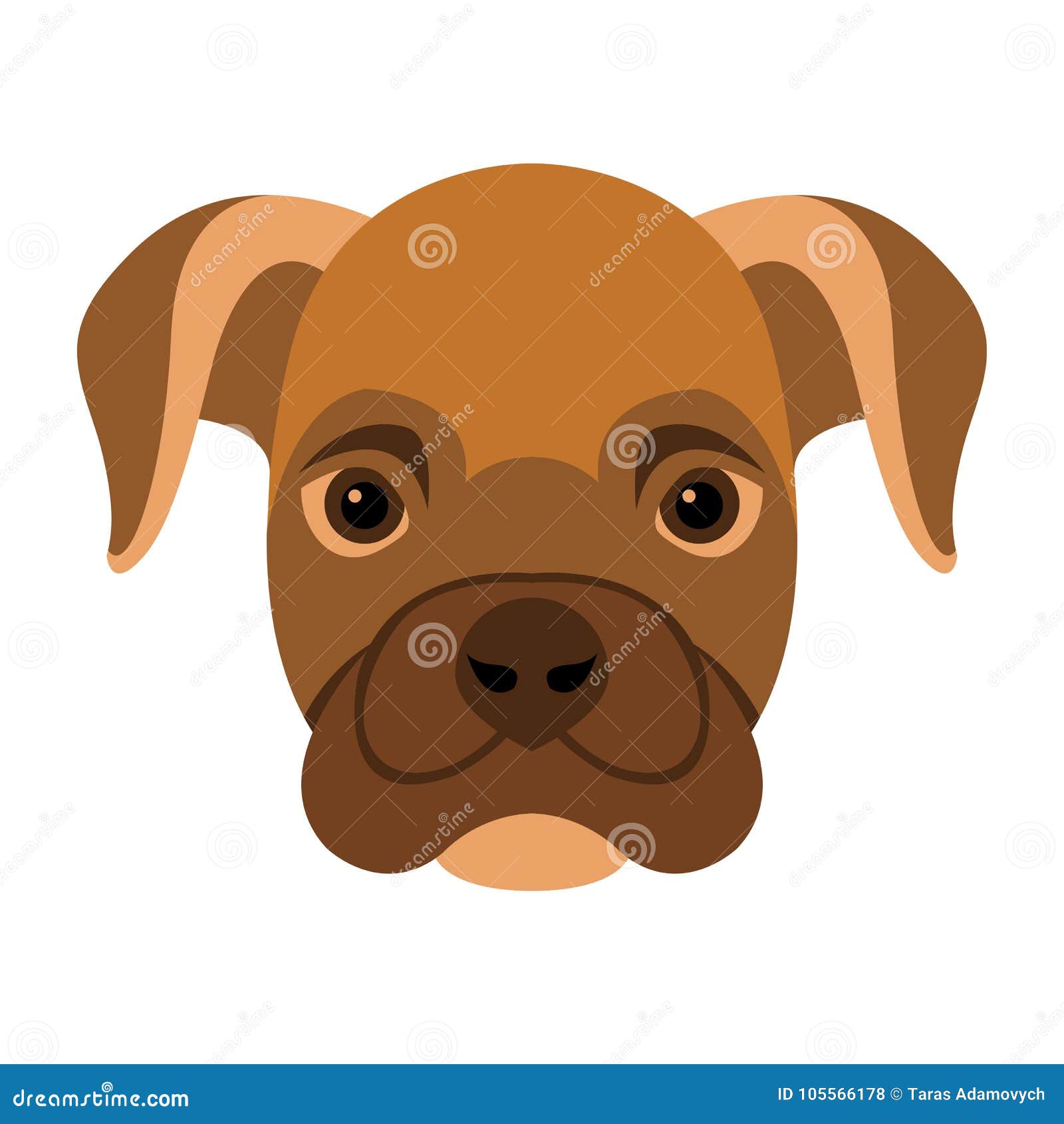 Dog Face Boxer Vector Illustration Flat Style Front Stock Vector ...
