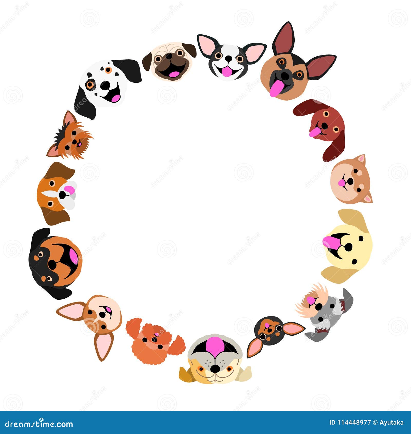 Dog face circle frame stock vector. Illustration of rottweiler - 114448977