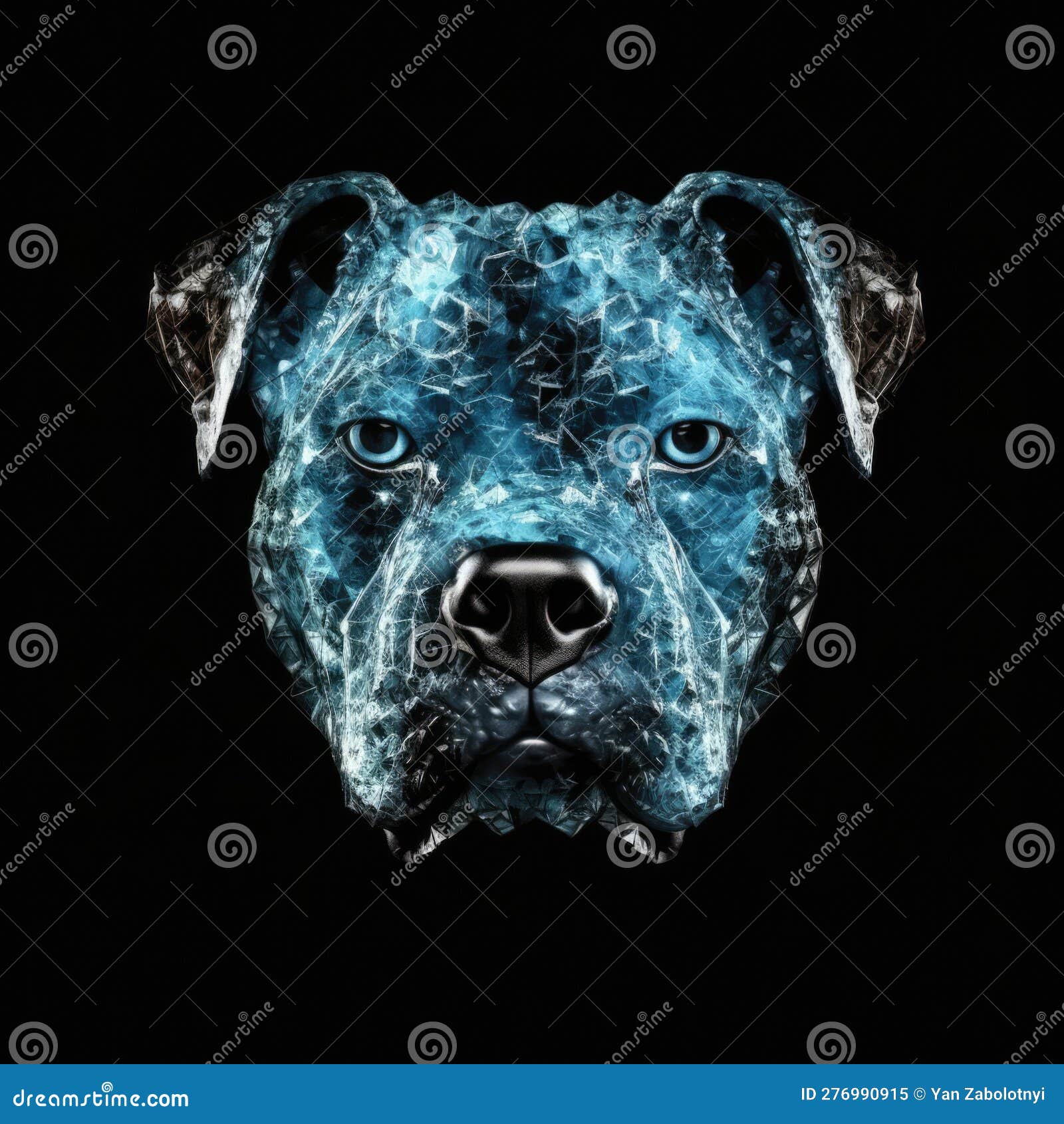 Dog Face Shape in Ice Fire on Black Background. Generative AI Stock ...