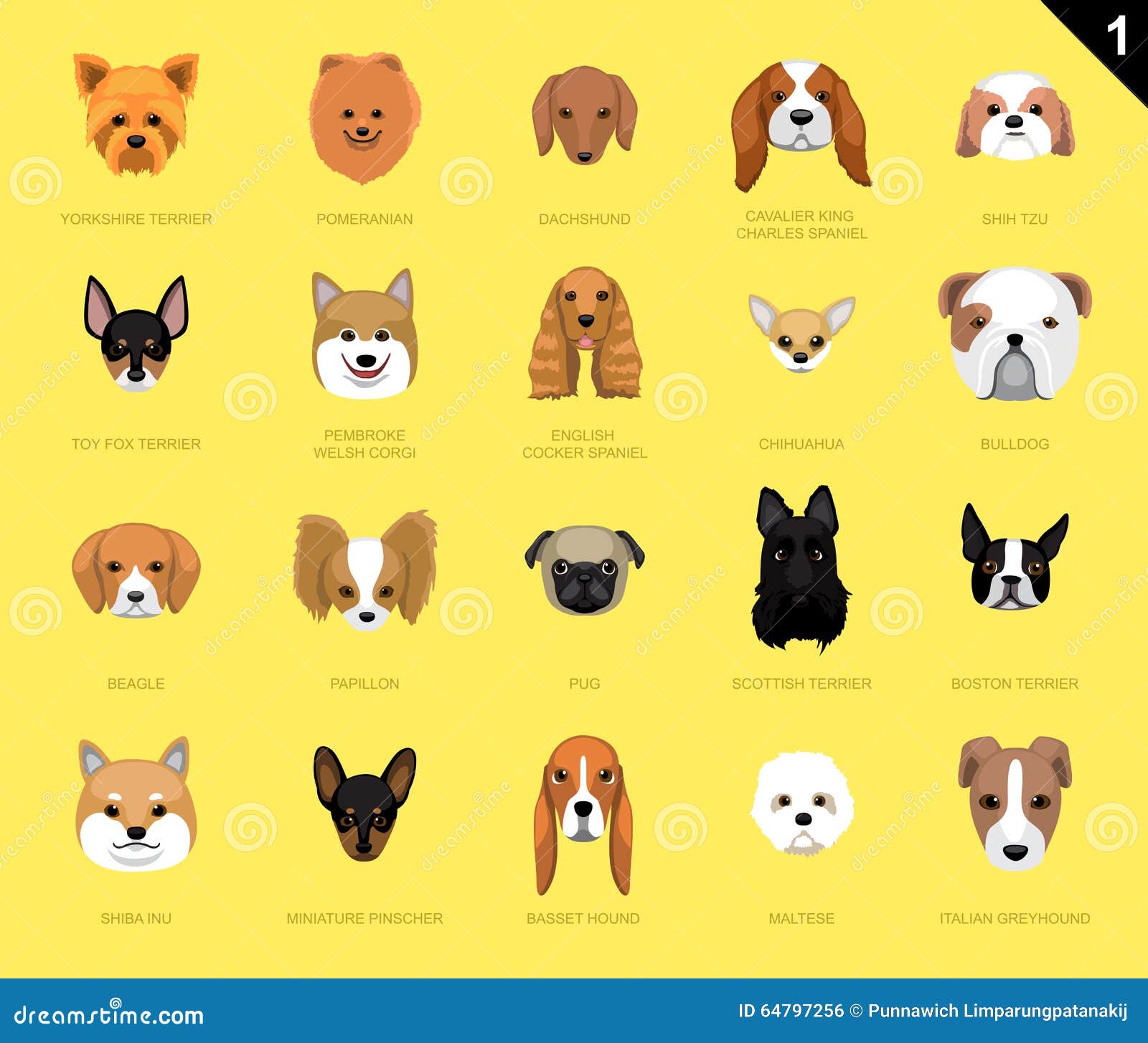 Dog Faces Icon Cartoon stock vector. Illustration of cocker - 64797256