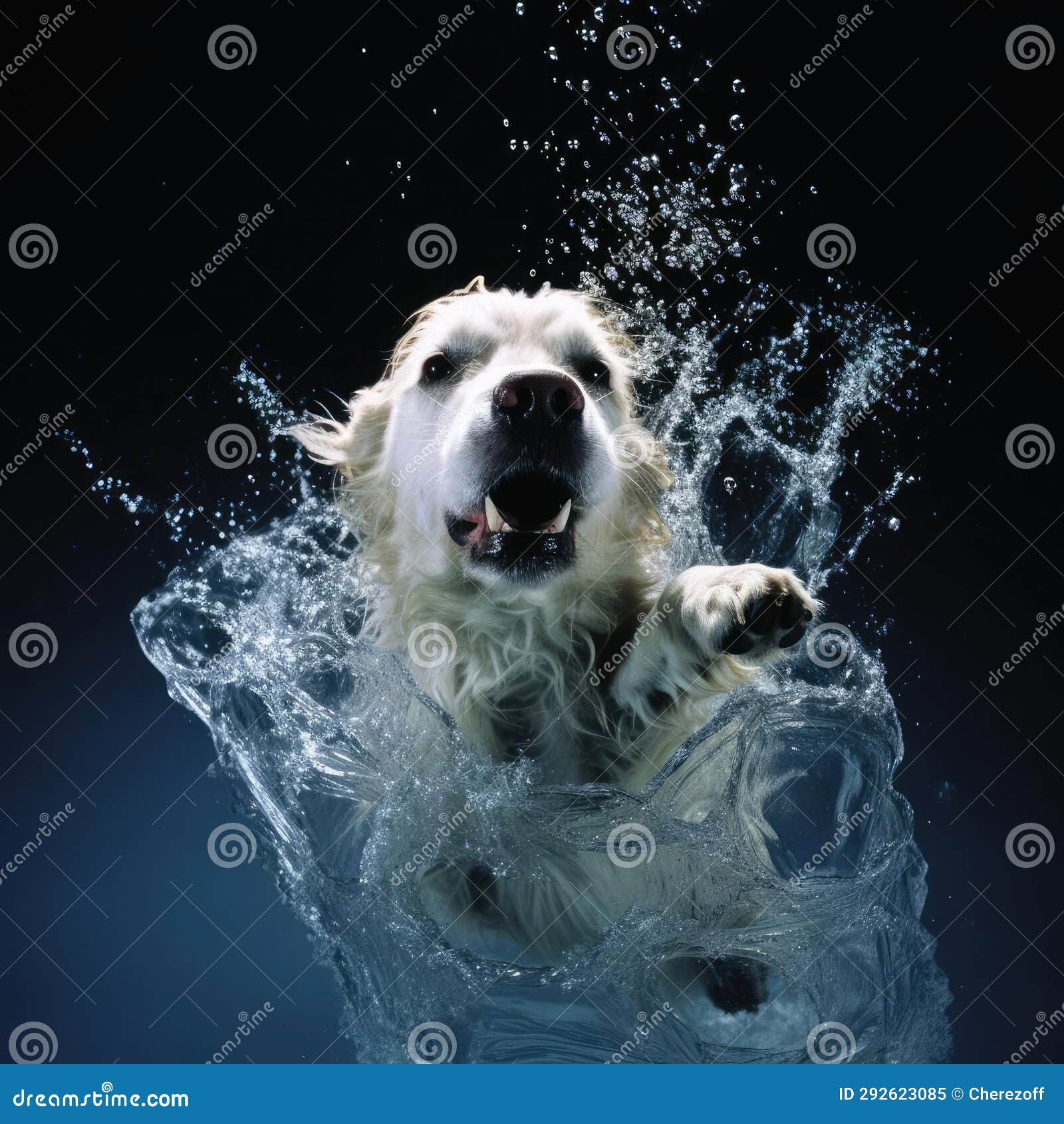 Dog Falling into the Water, Splash Stock Image - Image of playing ...