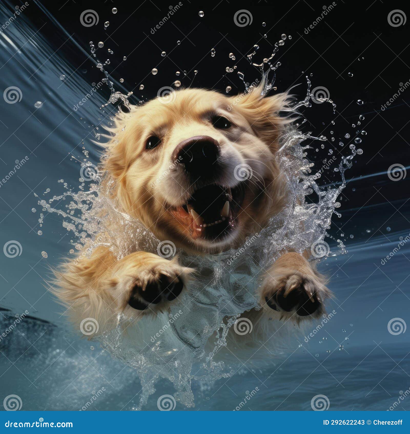 Dog Falling into the Water, Splash Stock Image - Image of surface ...
