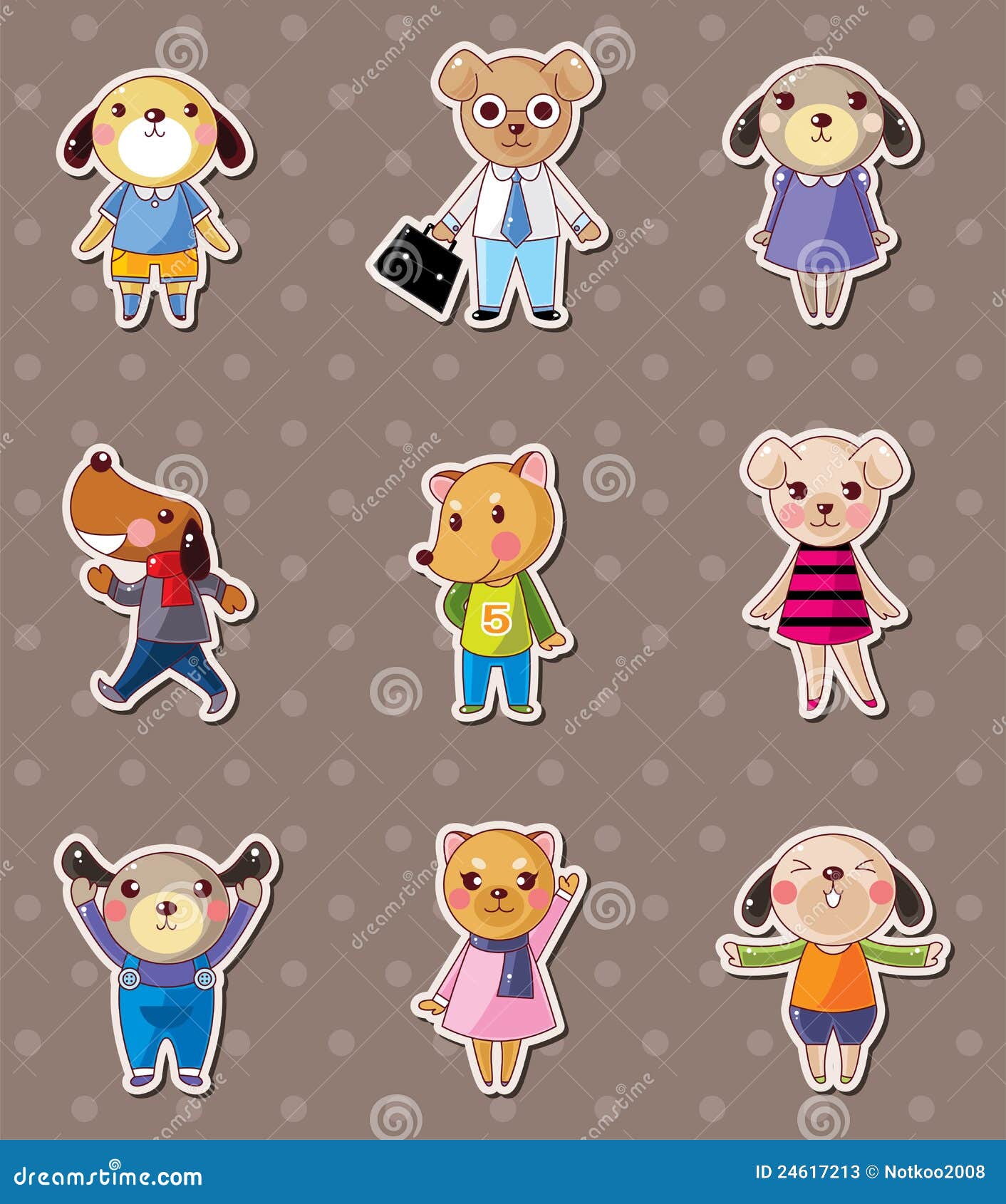 Dog family stickers stock vector. Illustration of girl - 24617213