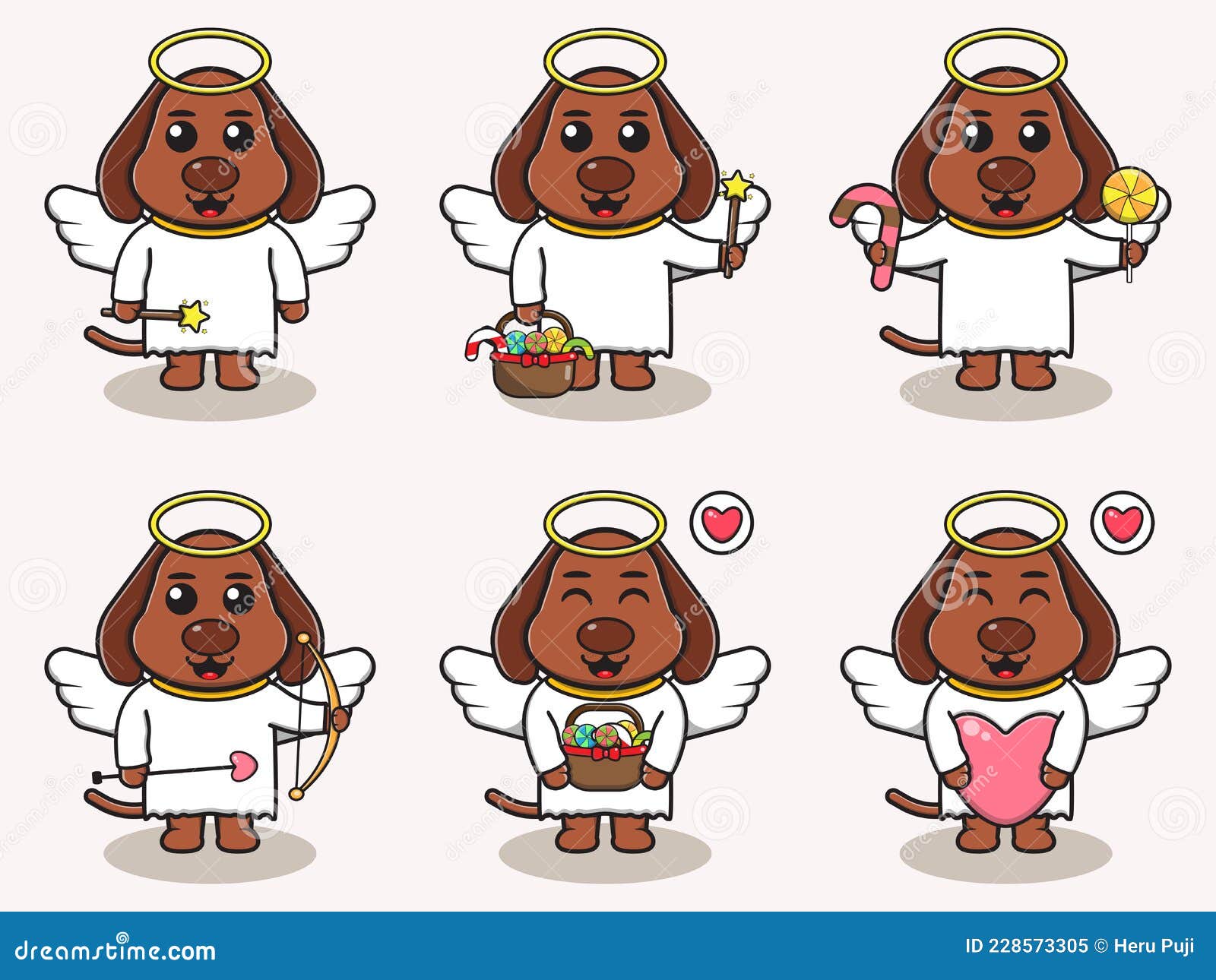 Vector Illustration of Cute Dog with Angel Costume. Stock Vector ...