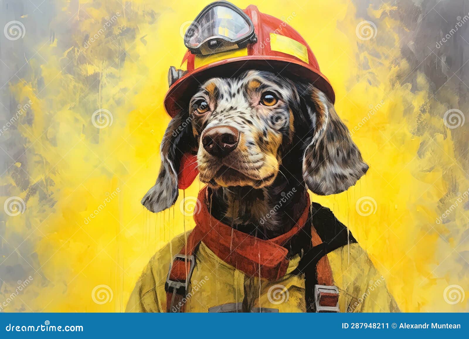 Dog firefighter. stock image. Image of generative, firefighter - 287948211